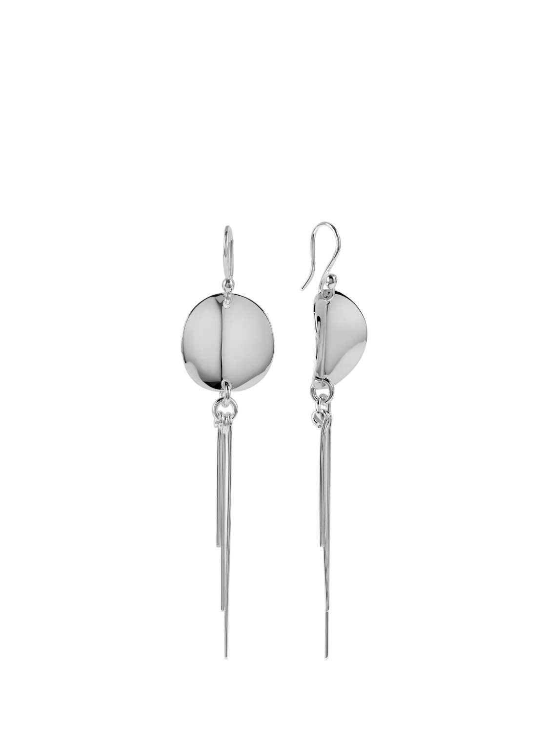 Andea Sterling Silver Round Disc Three Rod Earrings