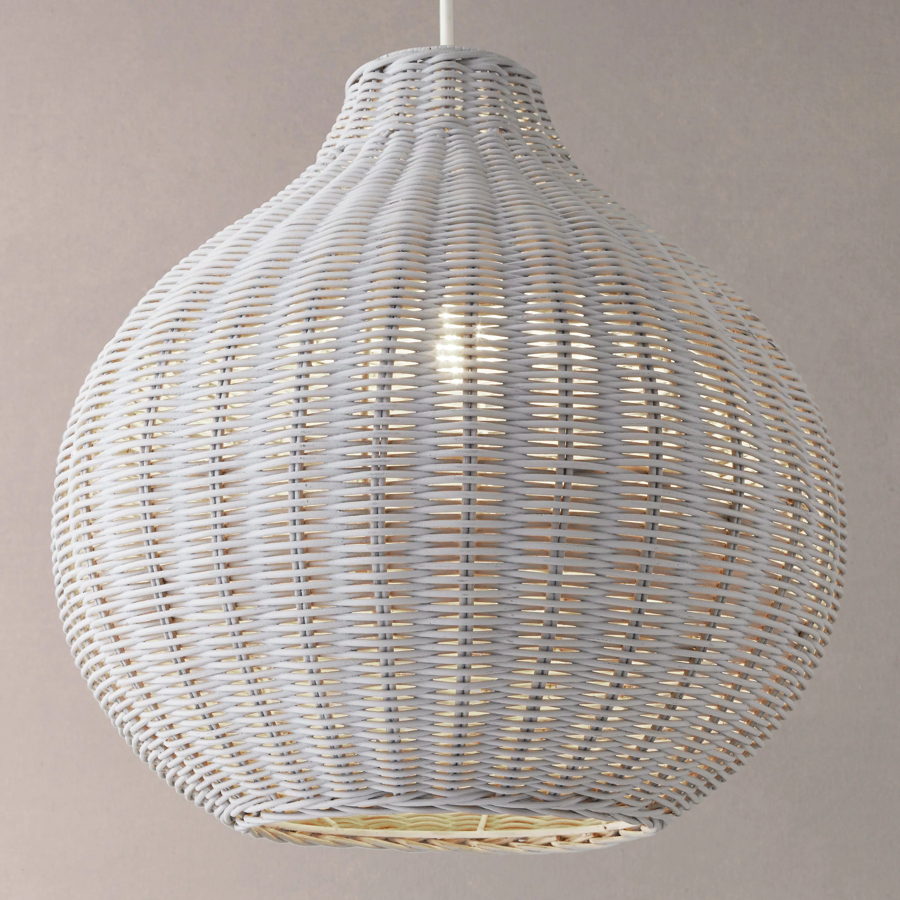 John Lewis Barnaby Round Wicker Shade, Grey