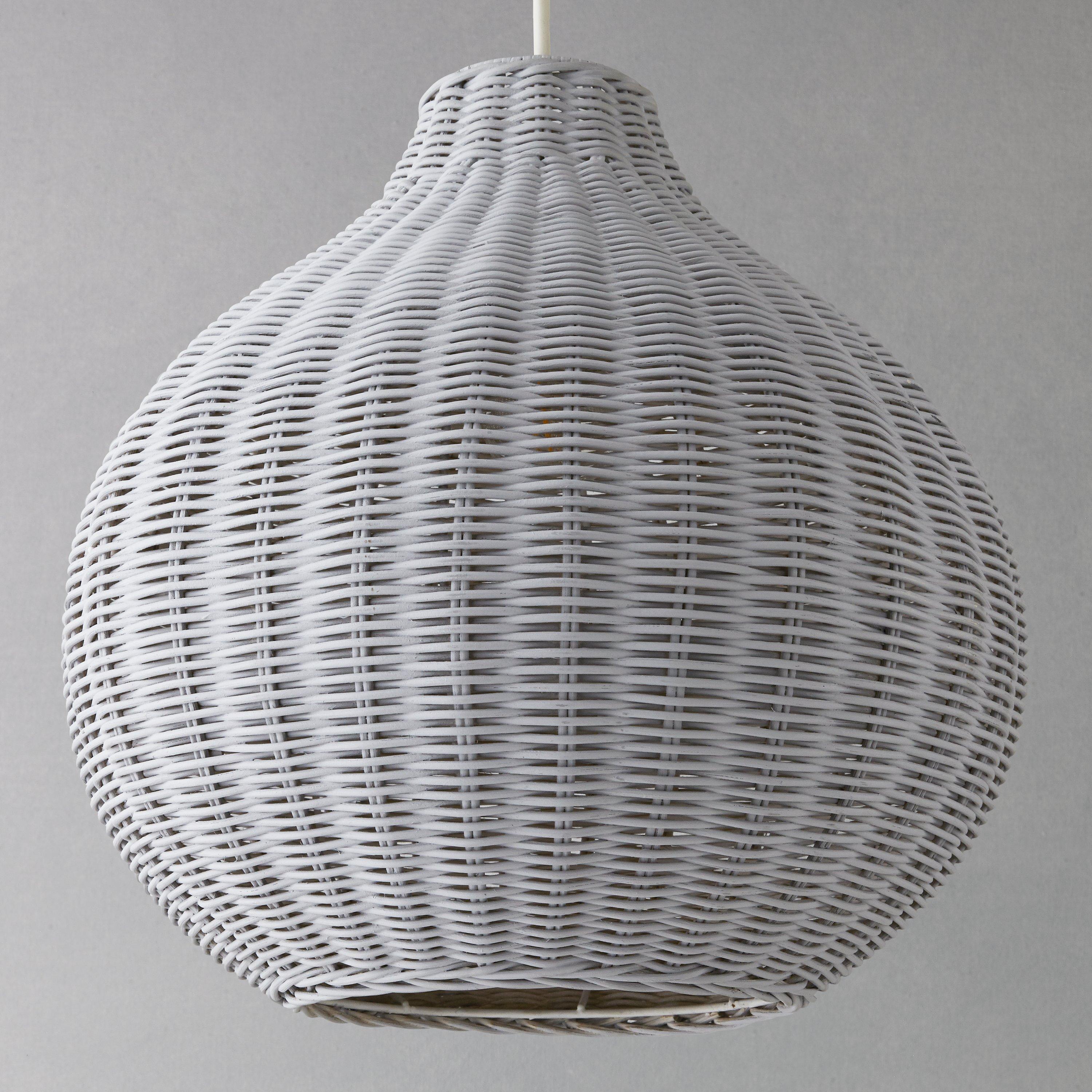 John Lewis Barnaby Round Wicker Shade, Grey