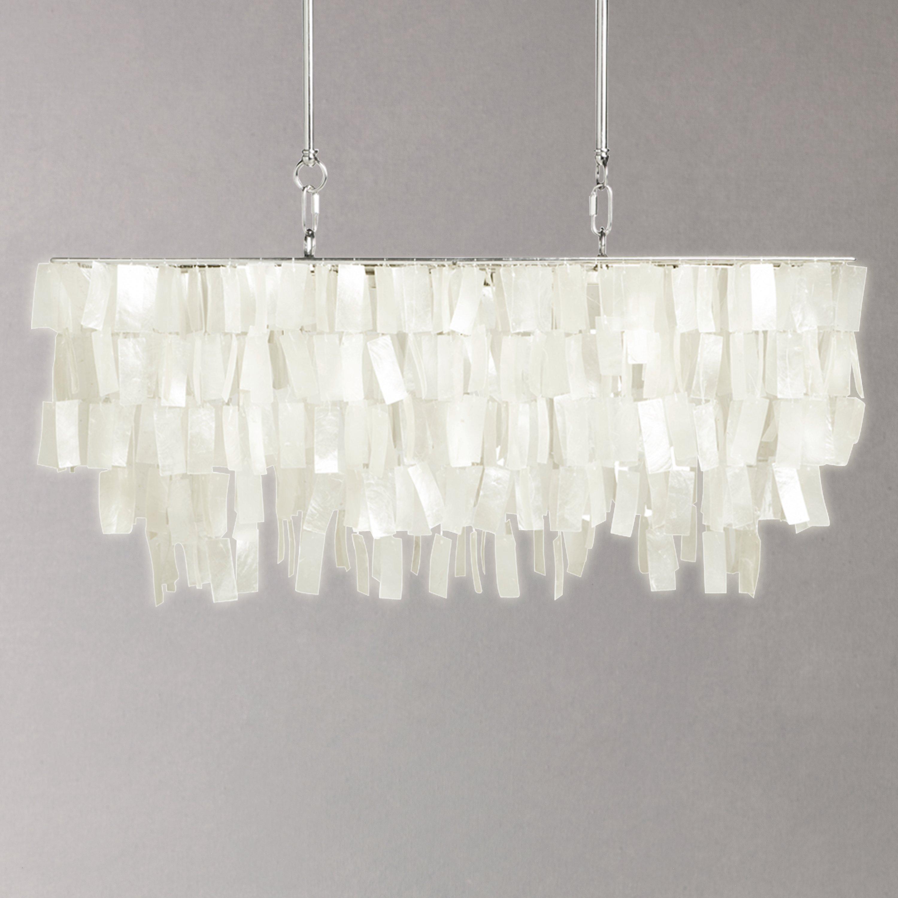 west elm Large Rectangle Hanging Capiz Chandelier, White