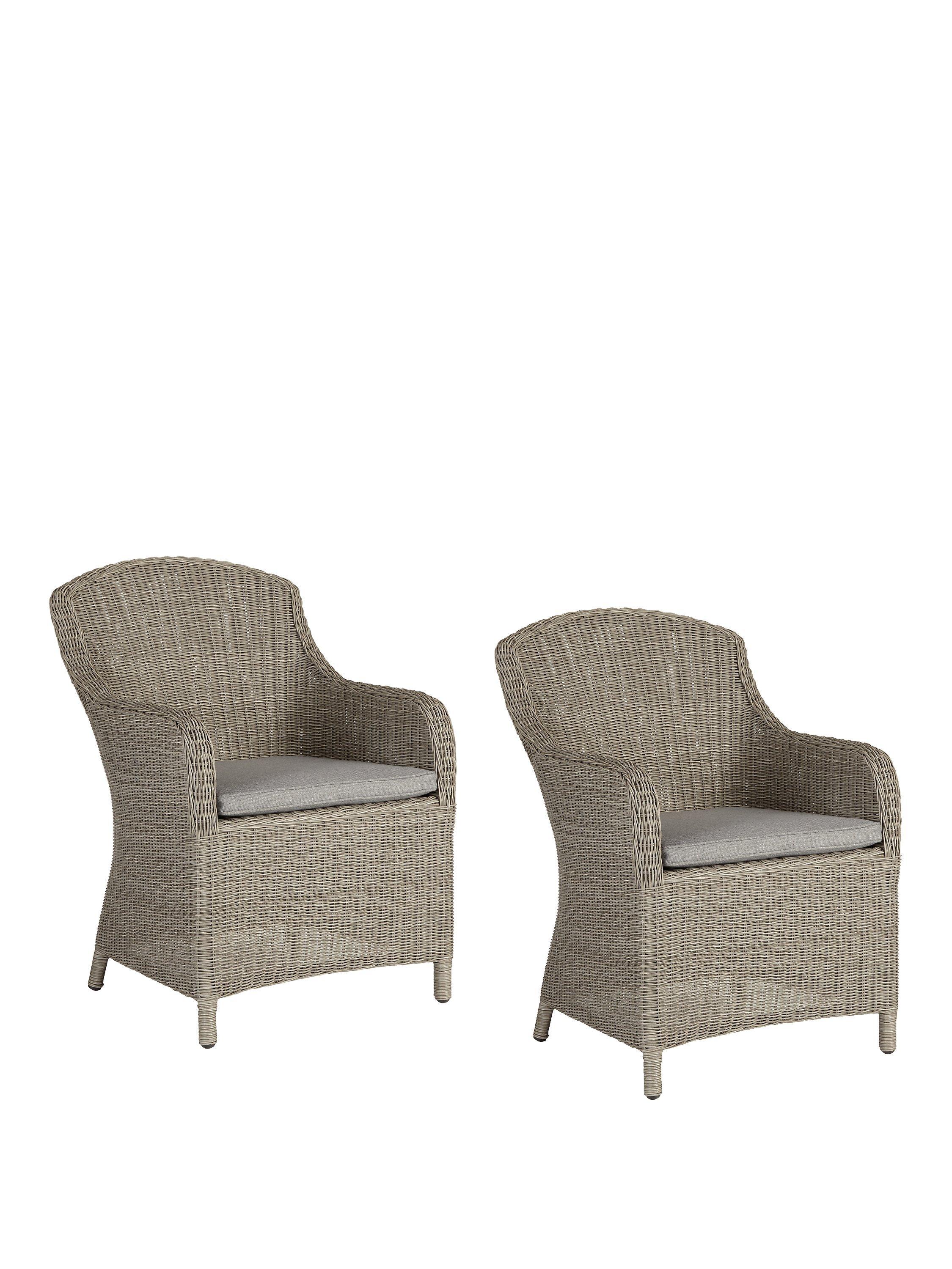 John Lewis Dante Deluxe Garden Dining Armchair Set of 2 Grey