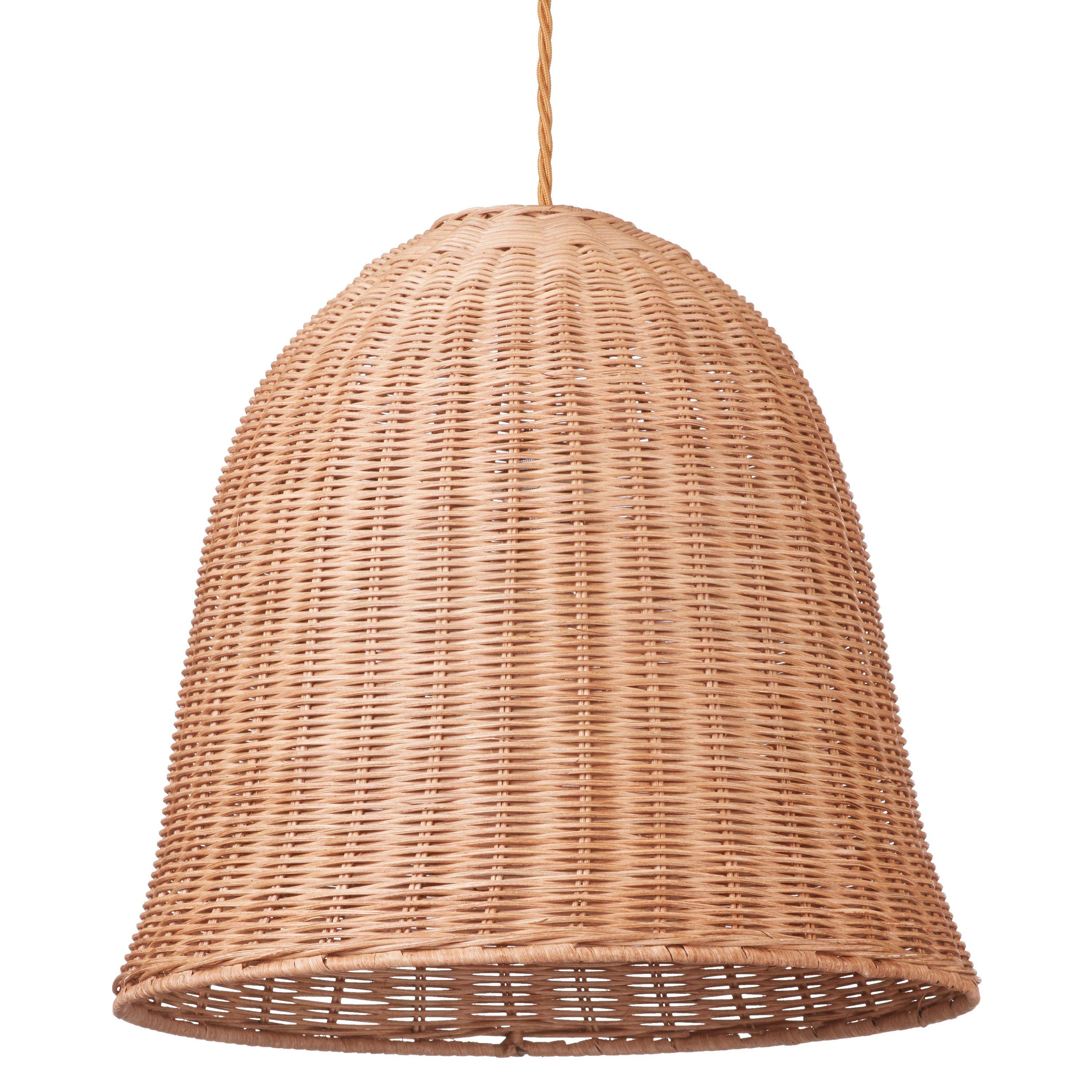 Croft Collection Stanley Rattan Small Easy-to-Fit Ceiling Light, Brown ...
