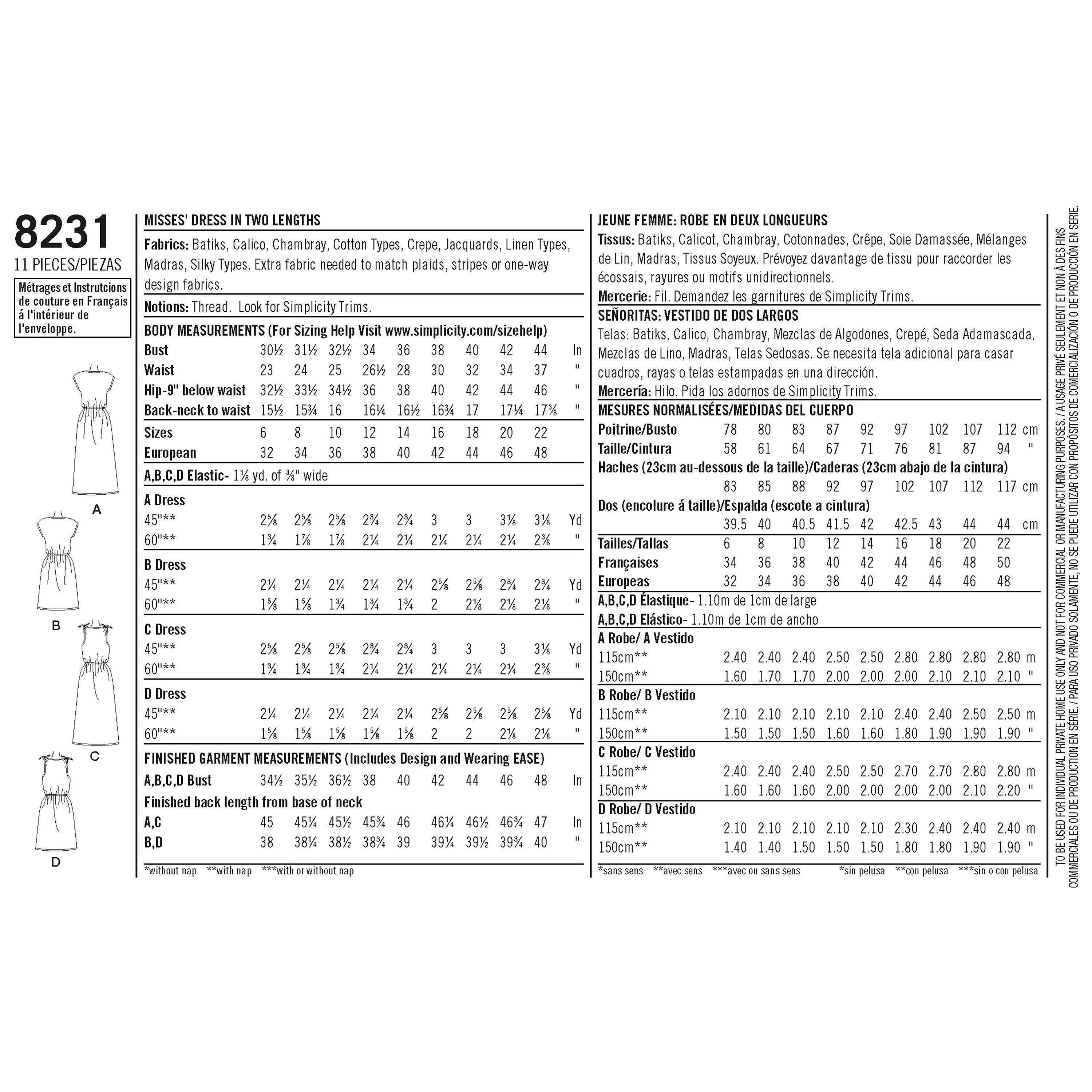 Simplicity Sew House Seven Sewing Pattern, 8231