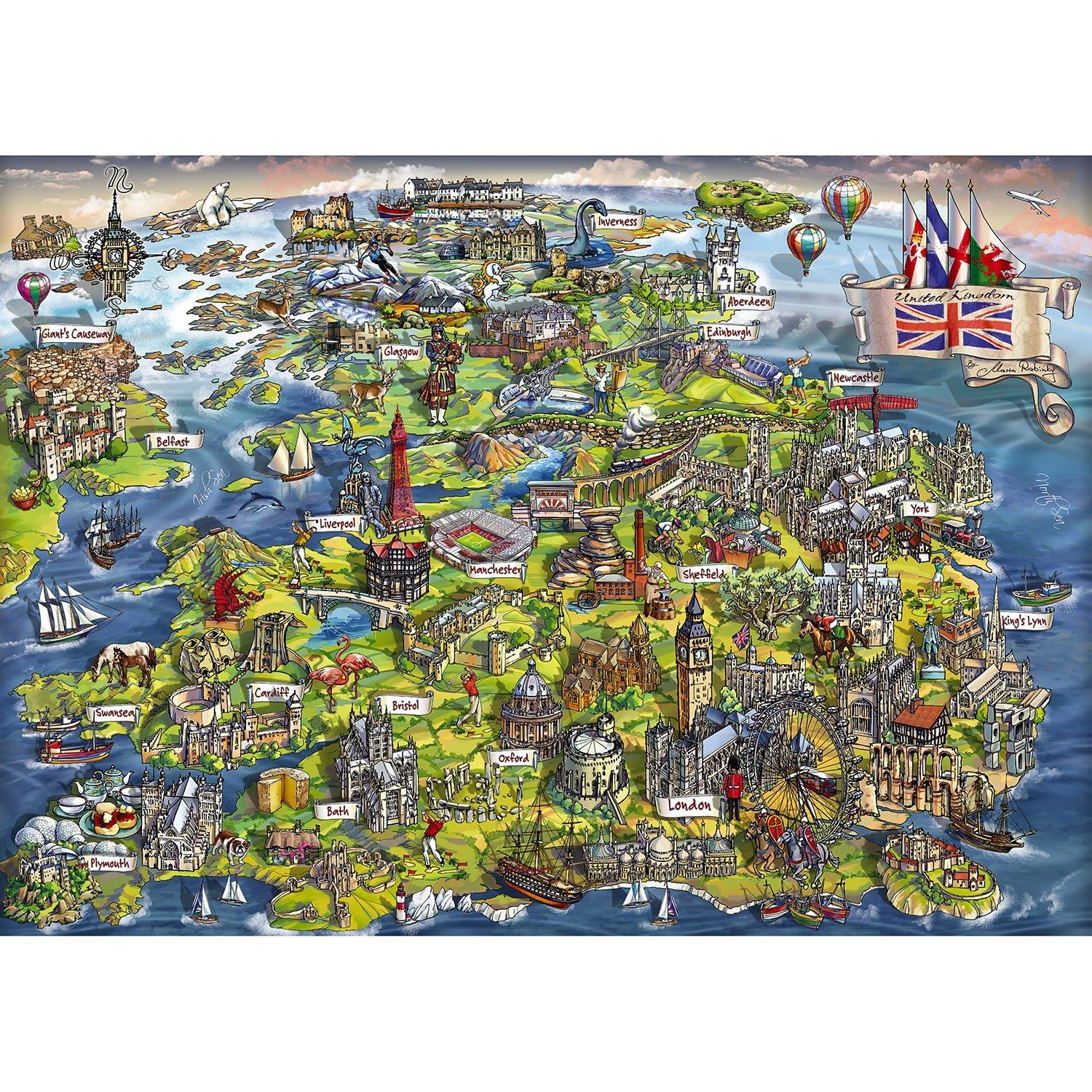 Gibsons Beautiful Britain UK Map Jigsaw Puzzle, 1000 pieces
