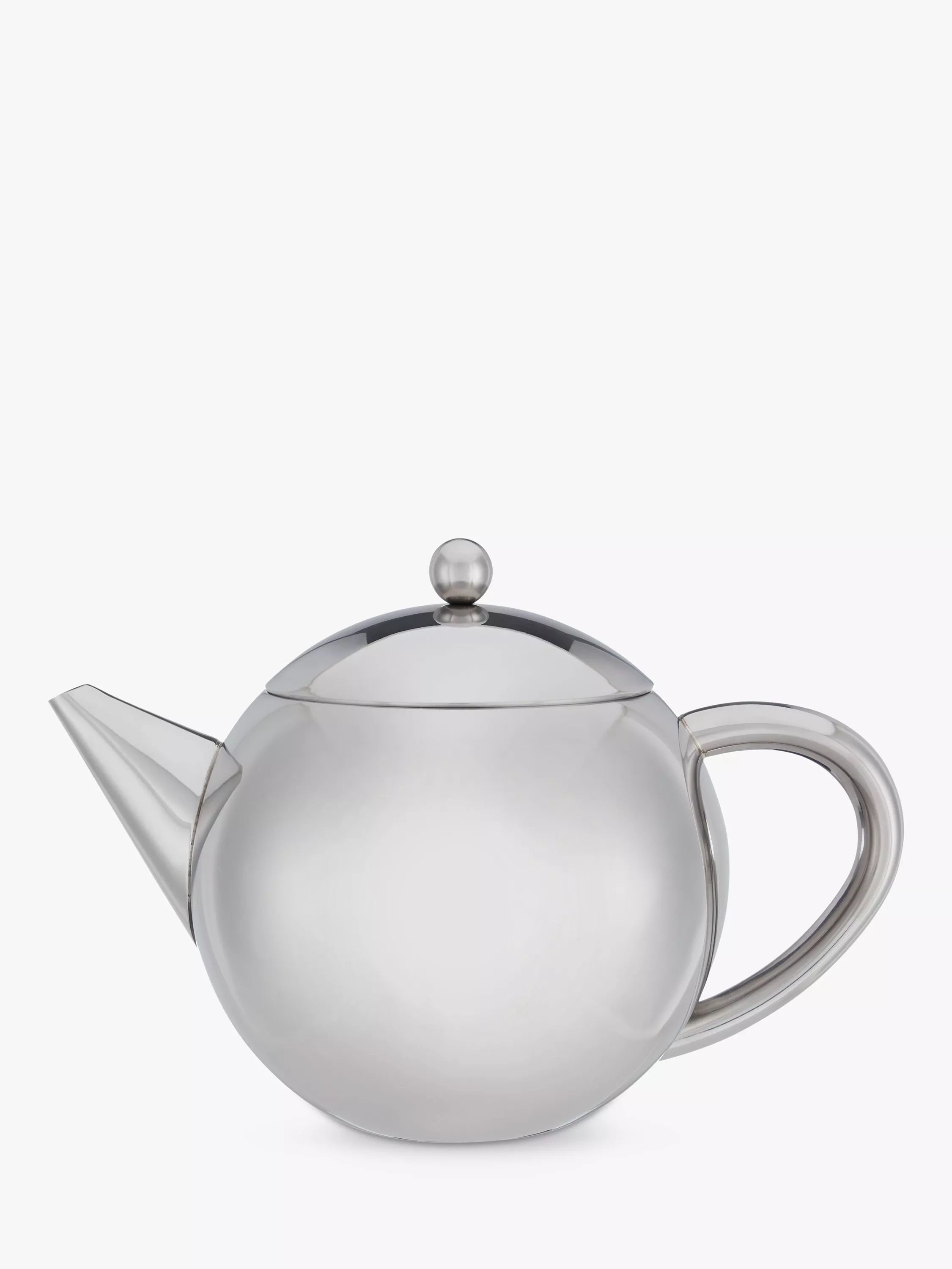 John Lewis & Partners Double Wall Stainless Steel Tea Pot, 1.2L