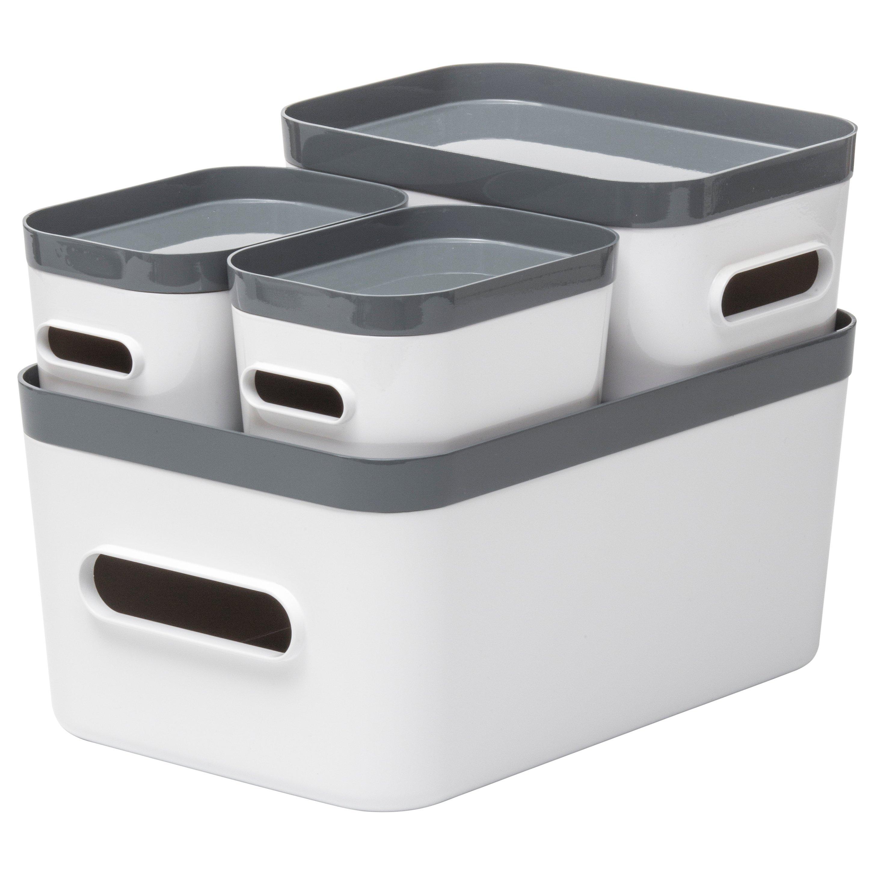 Smartstore by Orthex Compact Storage Box, Set of 4, Grey/White