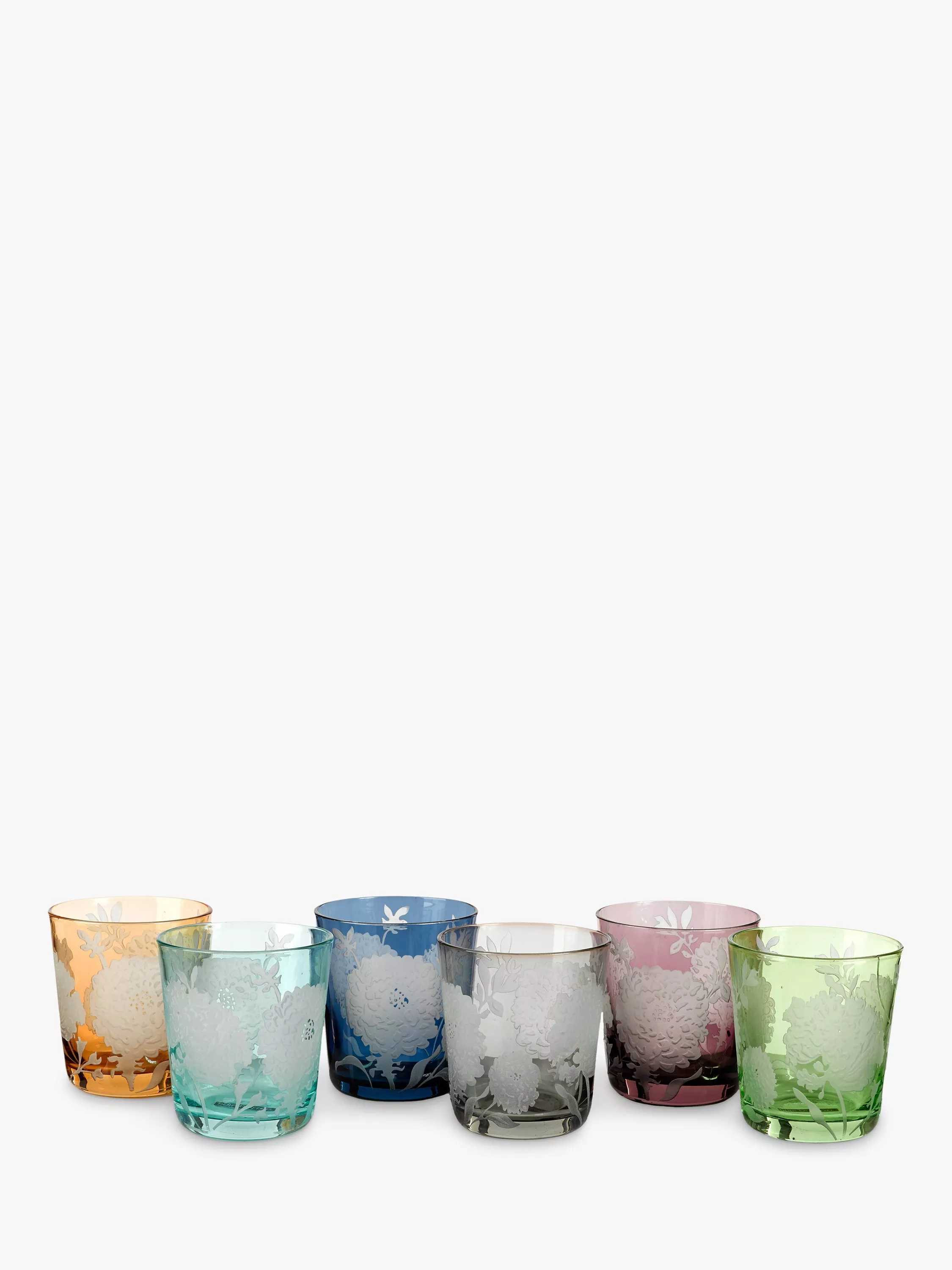 Pols Potten Peony Glass Tumbler, Set of 6, 250ml, Assorted
