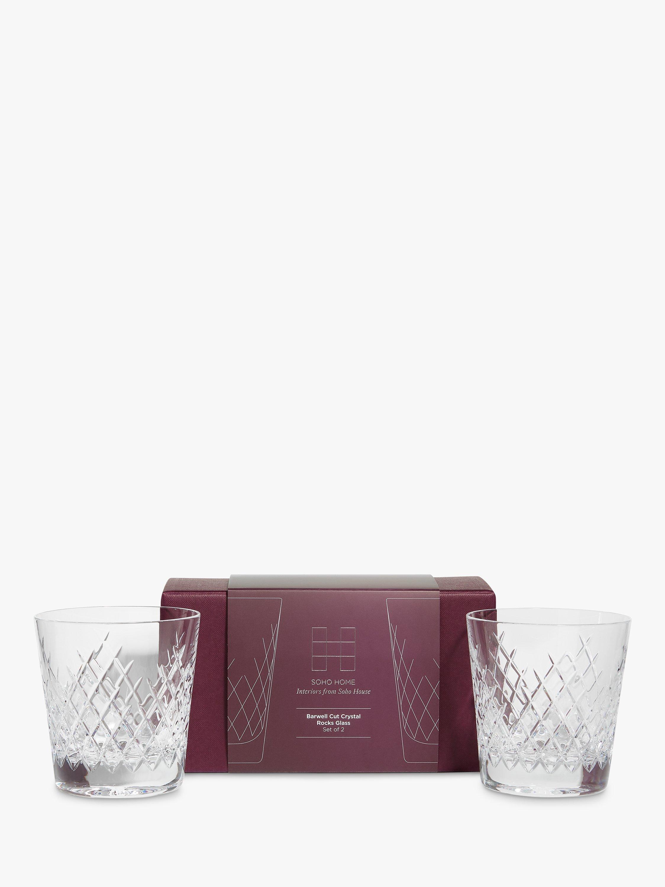 Soho Home Barwell Crystal Cut Rocks Glasses, 300ml, Set of 2