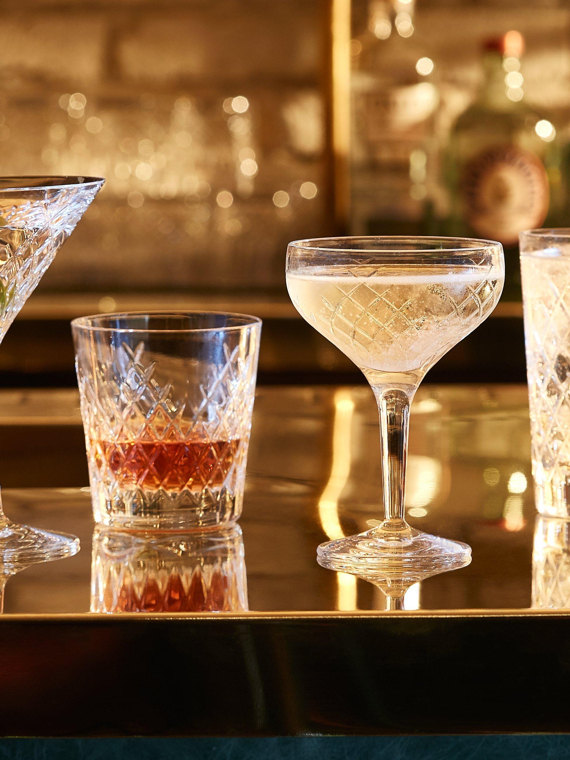 Soho Home Barwell Crystal Cut Rocks Glasses, 300ml, Set of 2