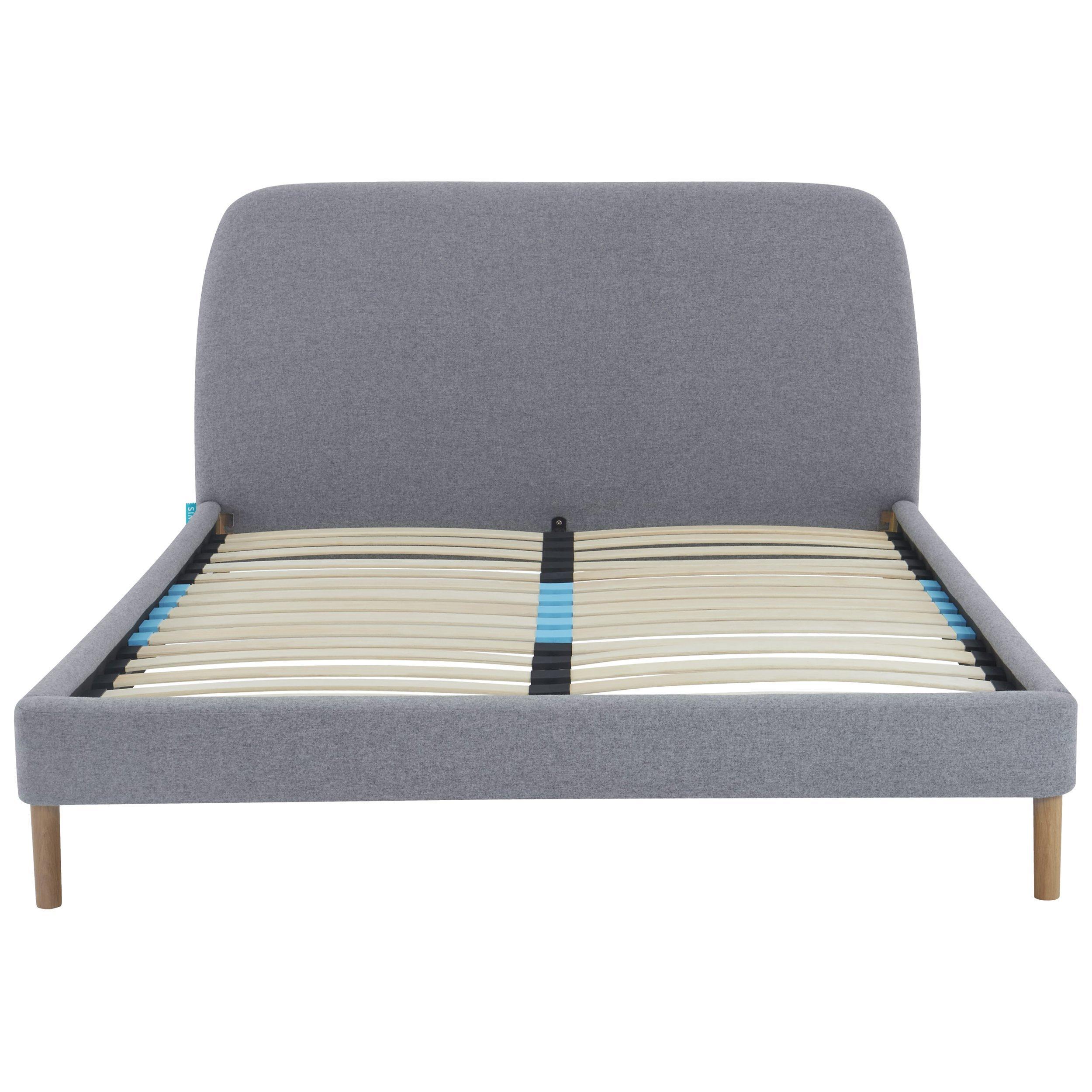 Simba Upholstered Bed Frame with Headboard, Double, Grey