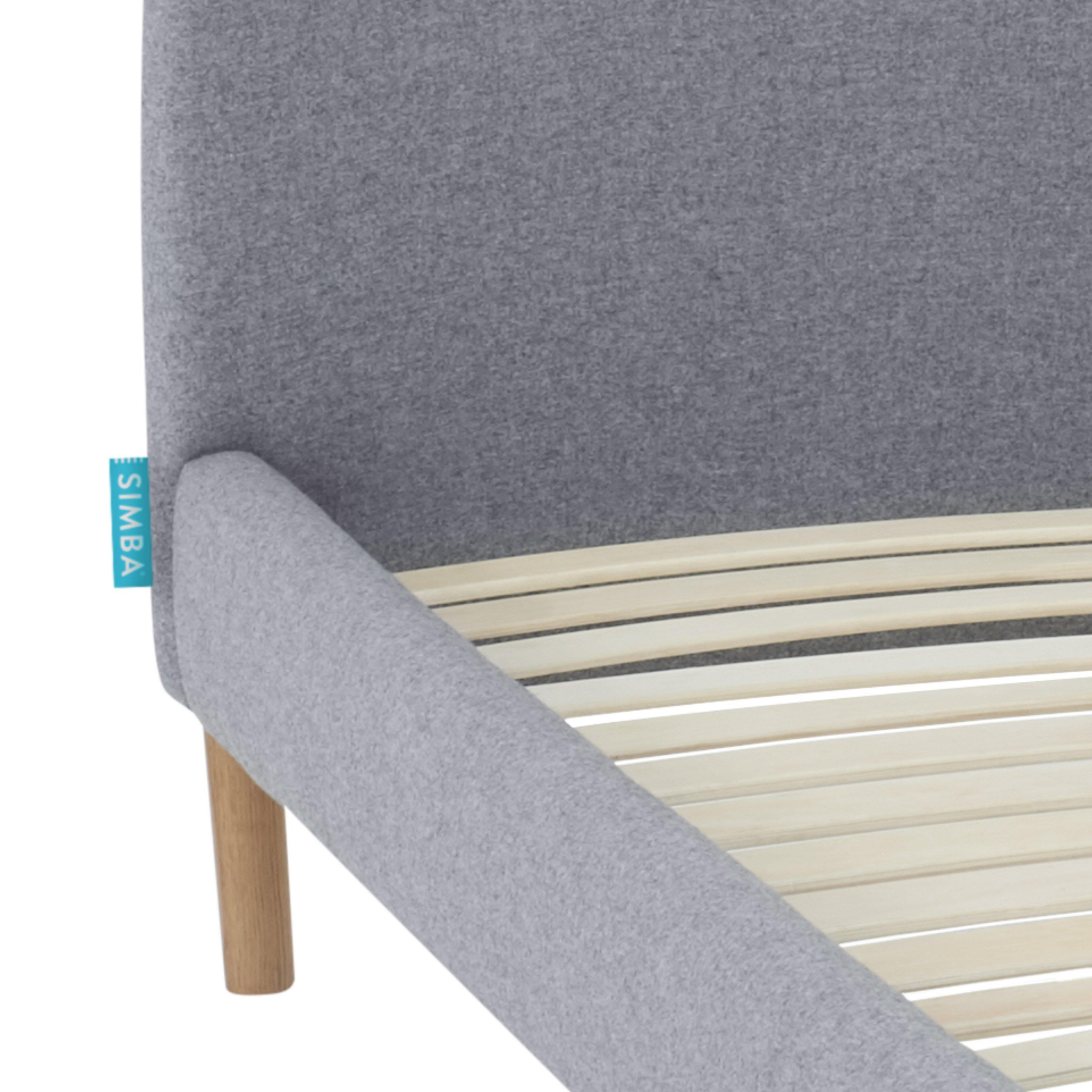 Simba Upholstered Bed Frame with Headboard, Double, Grey