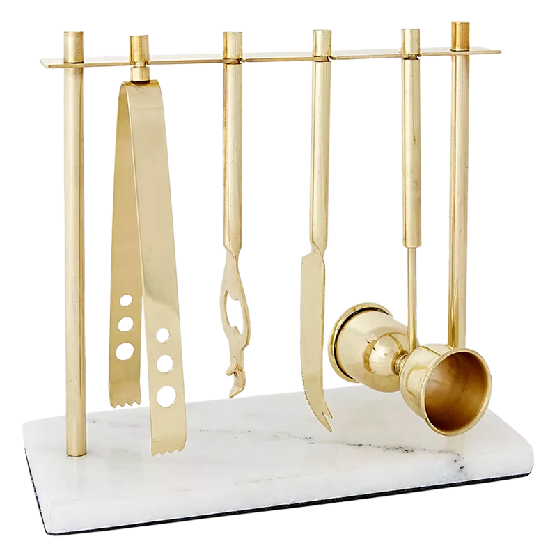 west elm Deco Barware Set, Gold/Marble