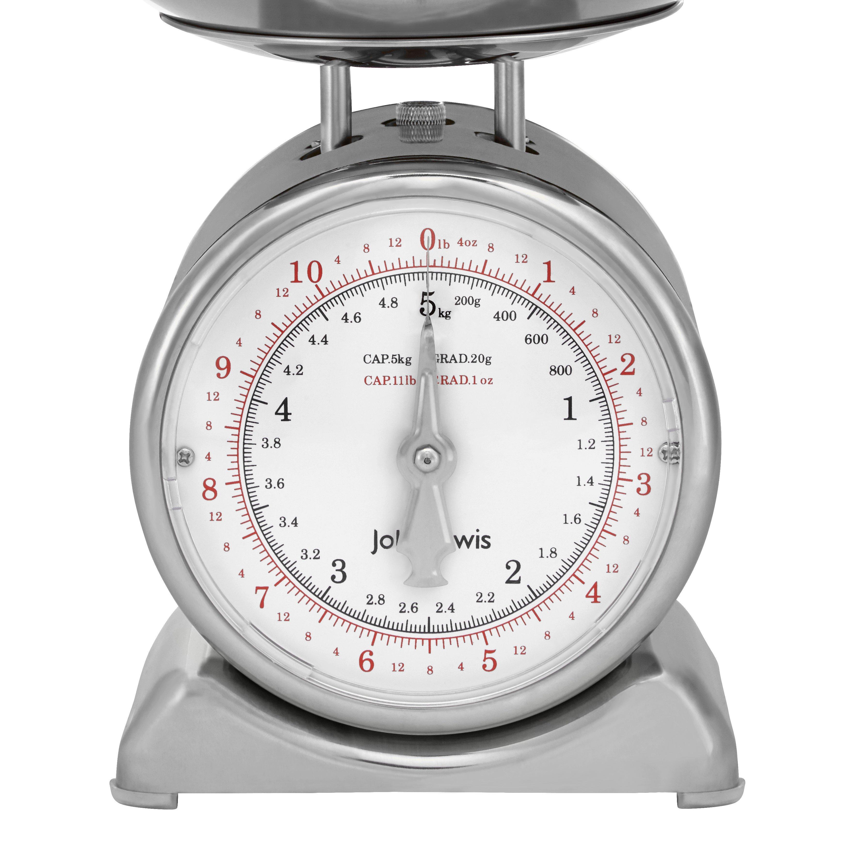 John Lewis & Partners Vintage Mechanical Kitchen Scale, 5kg, Stainless ...