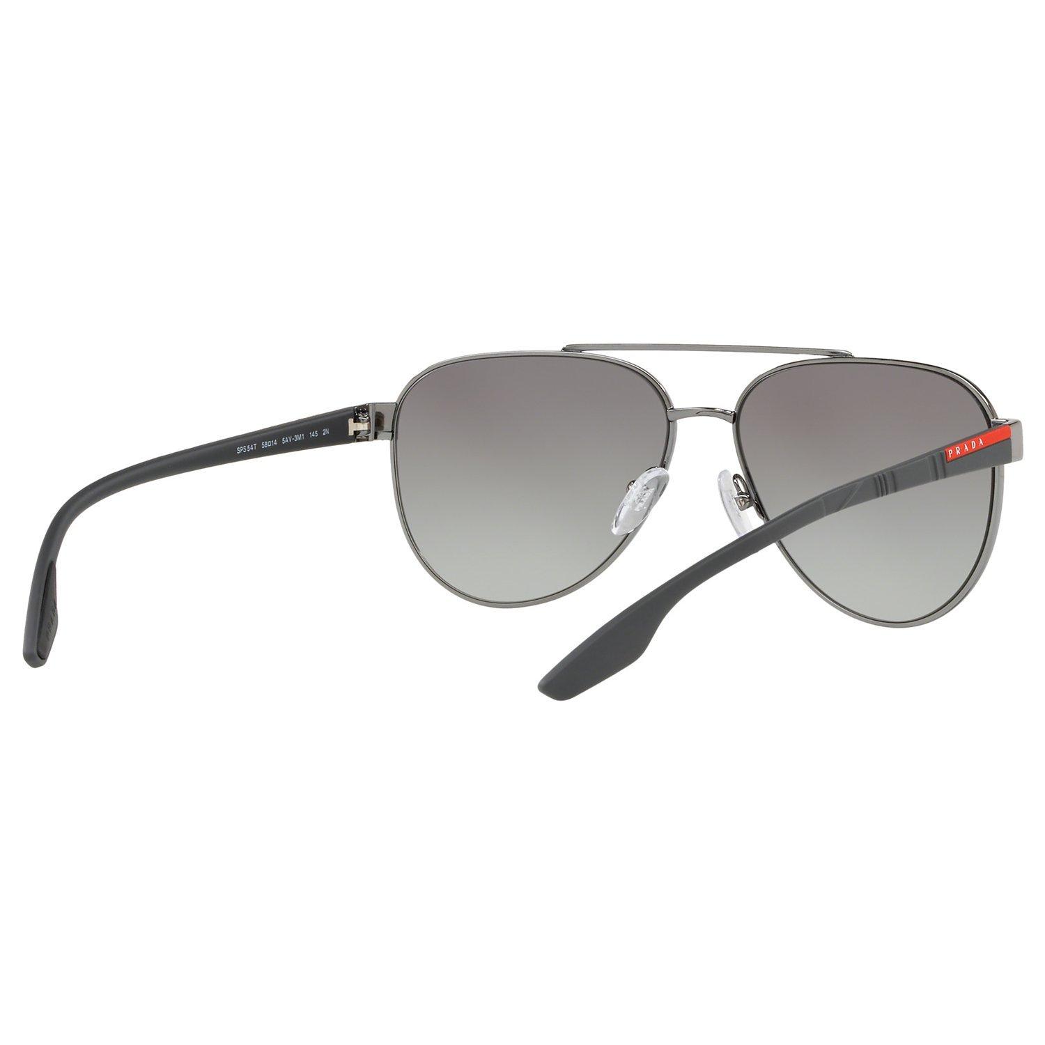 Prada Linea Rossa PS 54TS Men's Aviator Sunglasses, Gunmetal/Grey Gradient