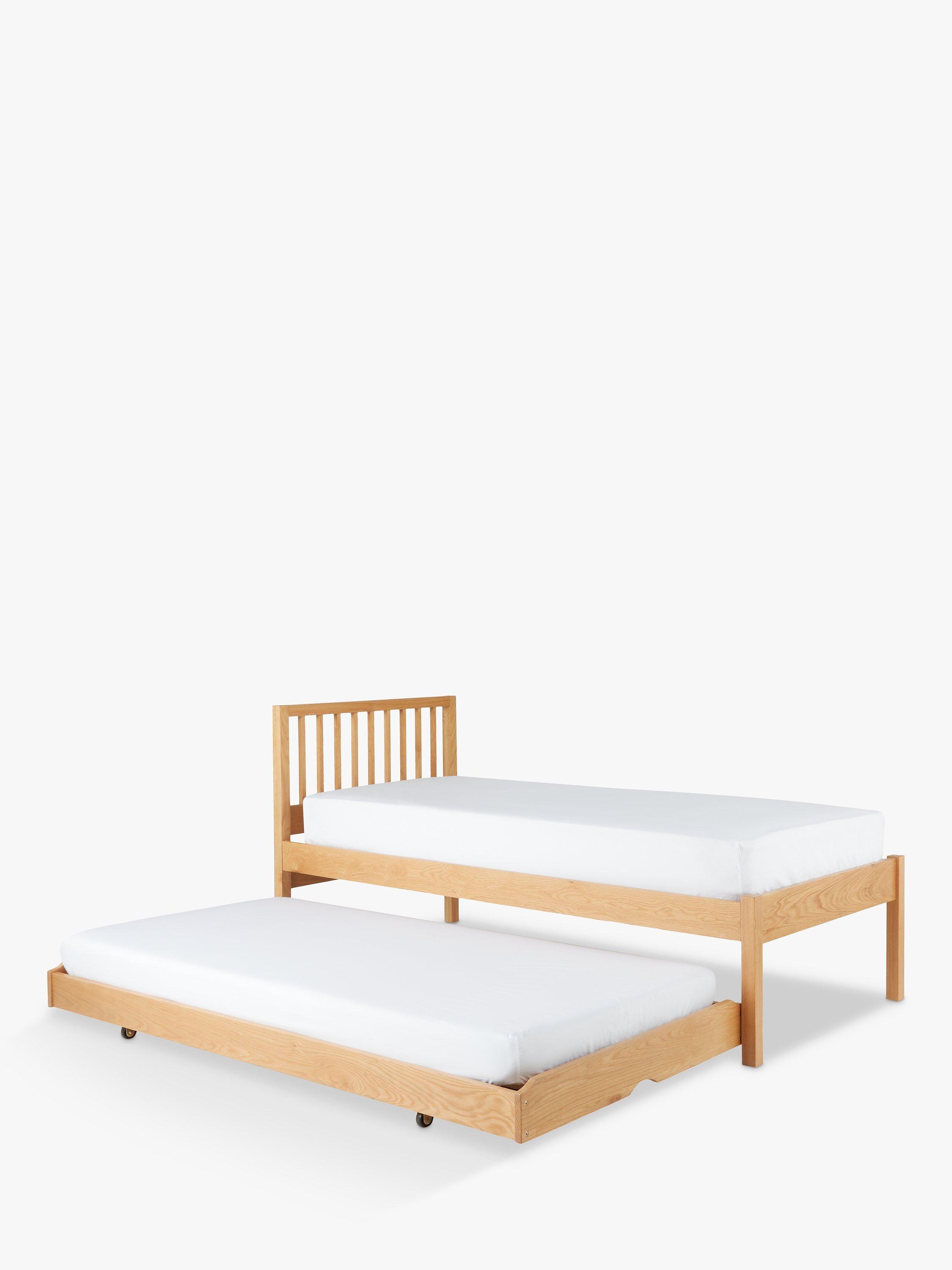 John Lewis Partners Morgan Guest Bed Trundle with Two Open Spring Mattresses Oak