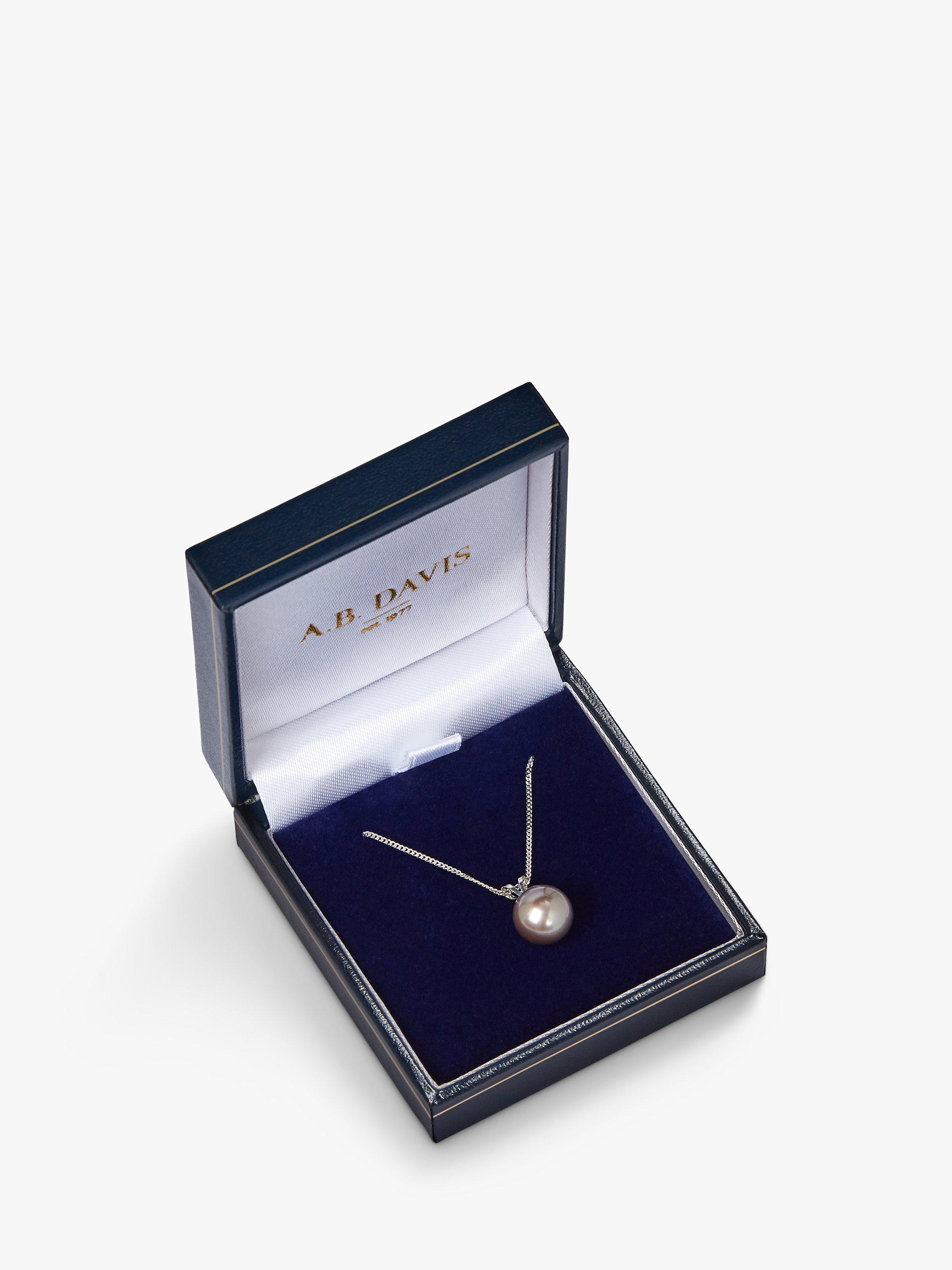 E.W Adams 9ct White Gold Tahitian Pearl Pendant Necklace Grey