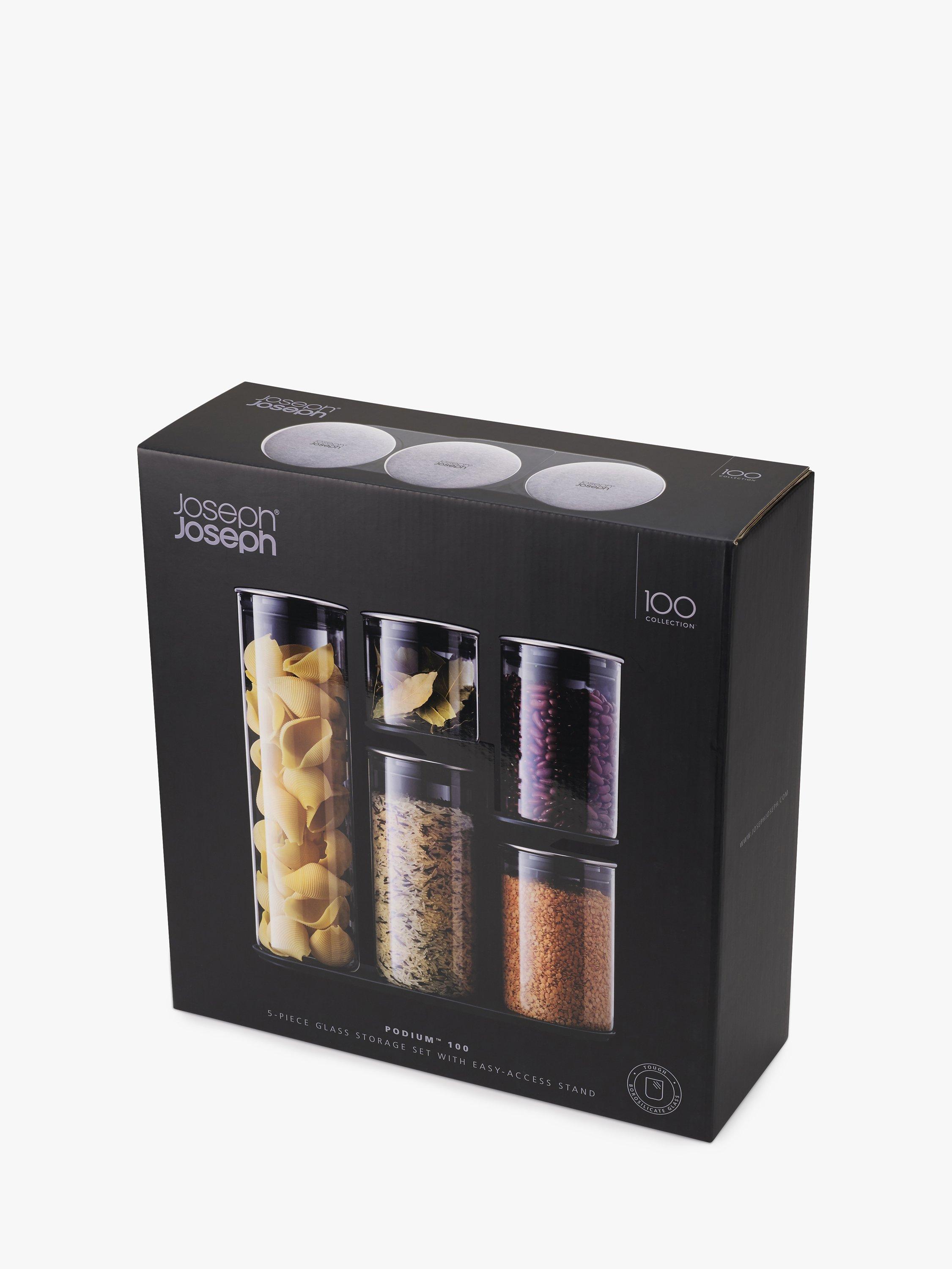 Joseph Joseph Podium 100 Glass Storage Container Set and Stand, 5 Pieces