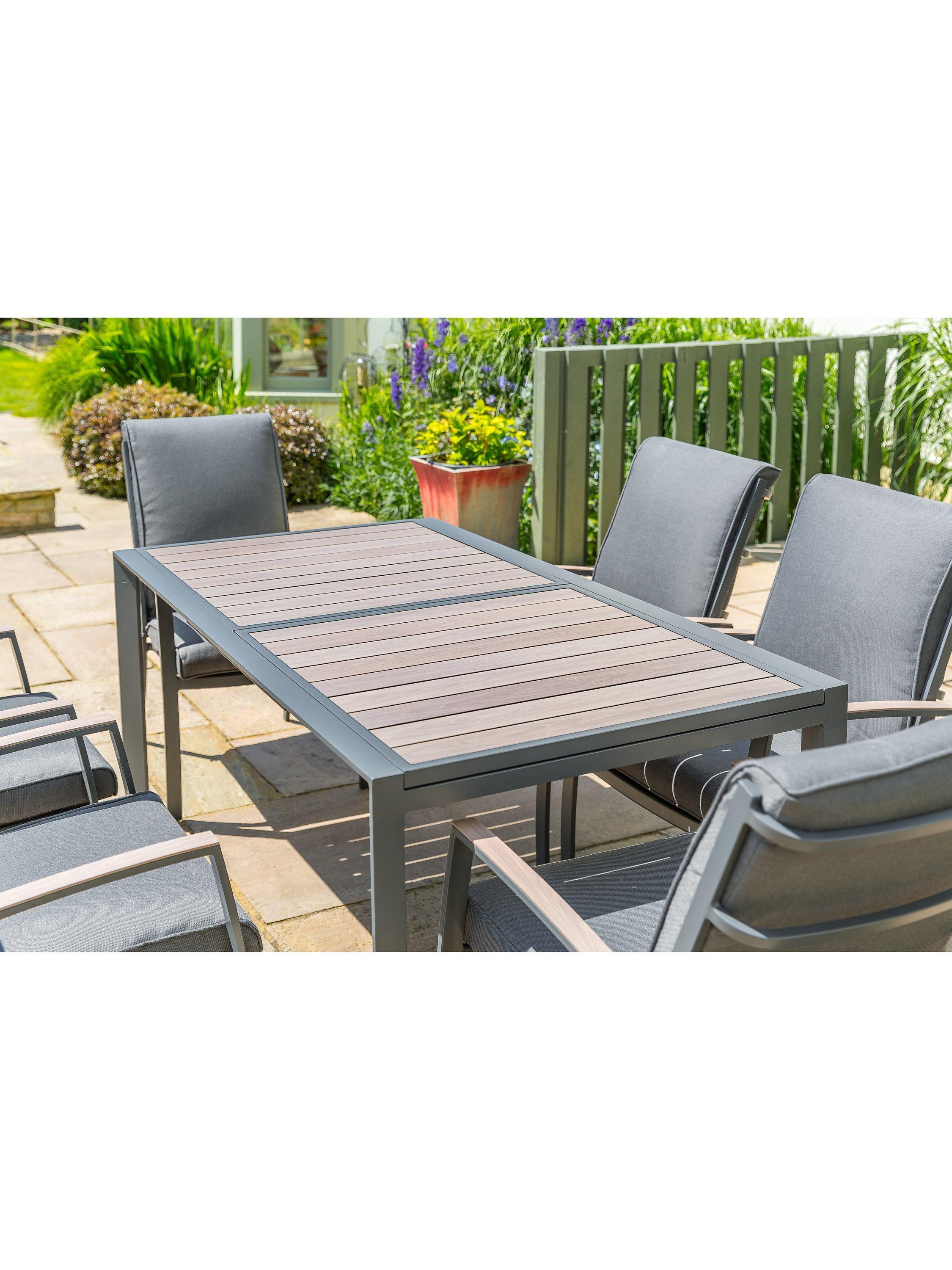 LG Outdoor Milan 6-Seat Extendable Garden Table and Chairs Dining Set, Grey