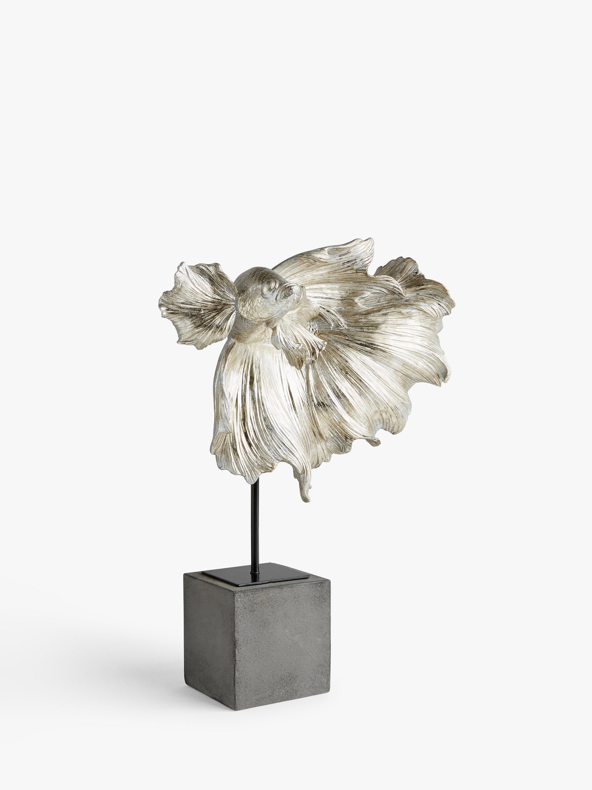 John Lewis & Partners Fish Sculpture, Brushed Silver, H45cm