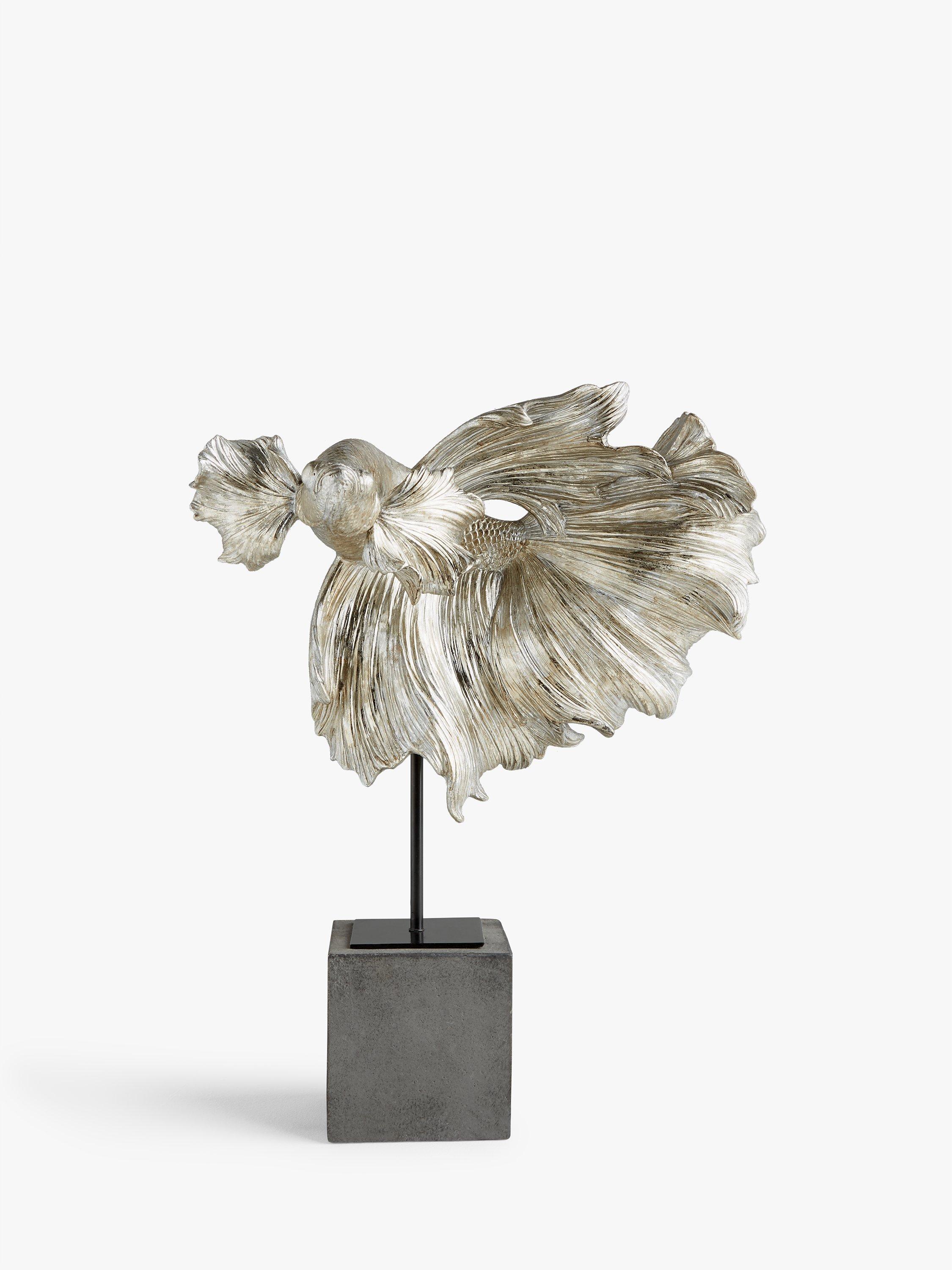 John Lewis & Partners Fish Sculpture, Brushed Silver, H45cm