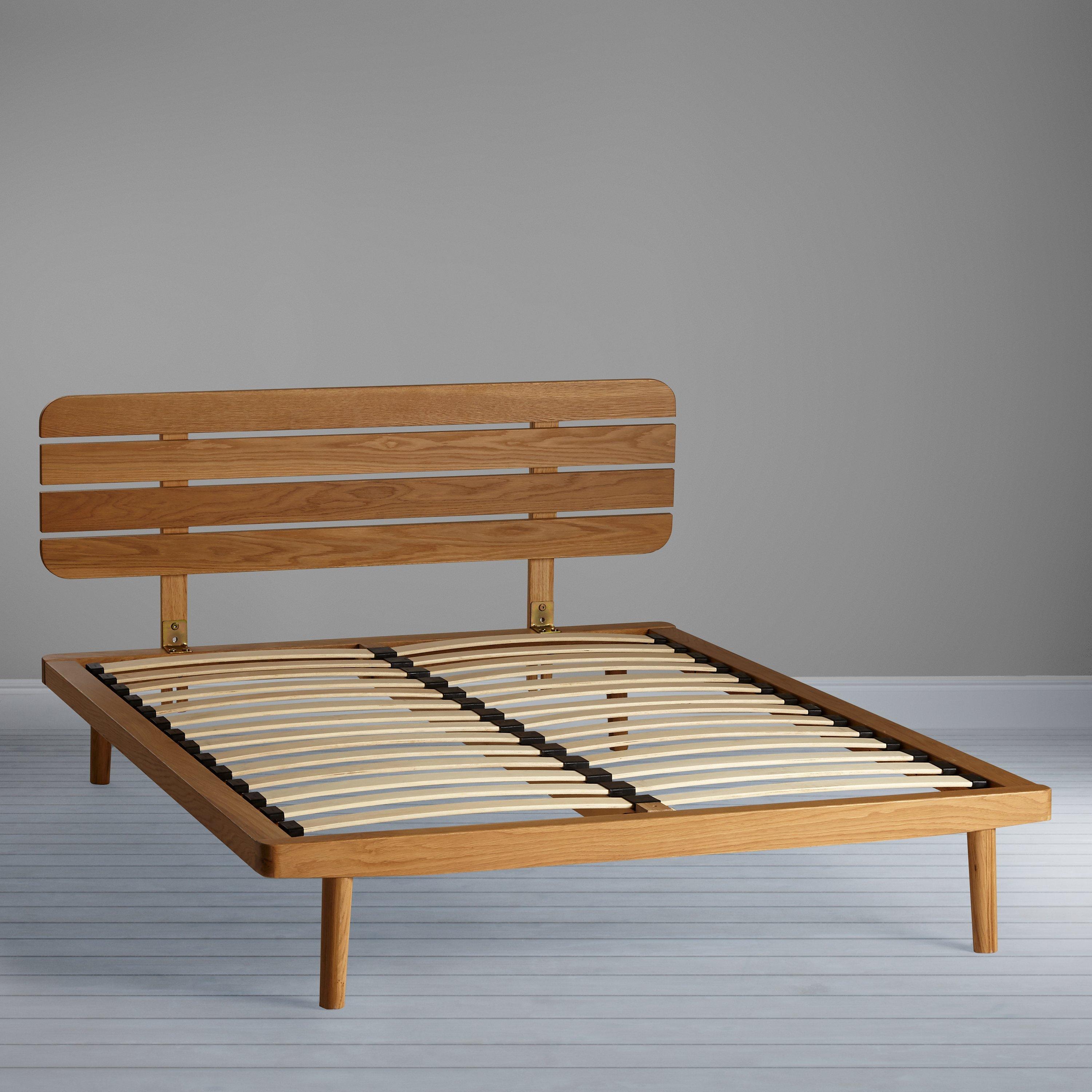 John Lewis Bow Slatted Headboard Bed Frame Double with Underbed Storage Oak