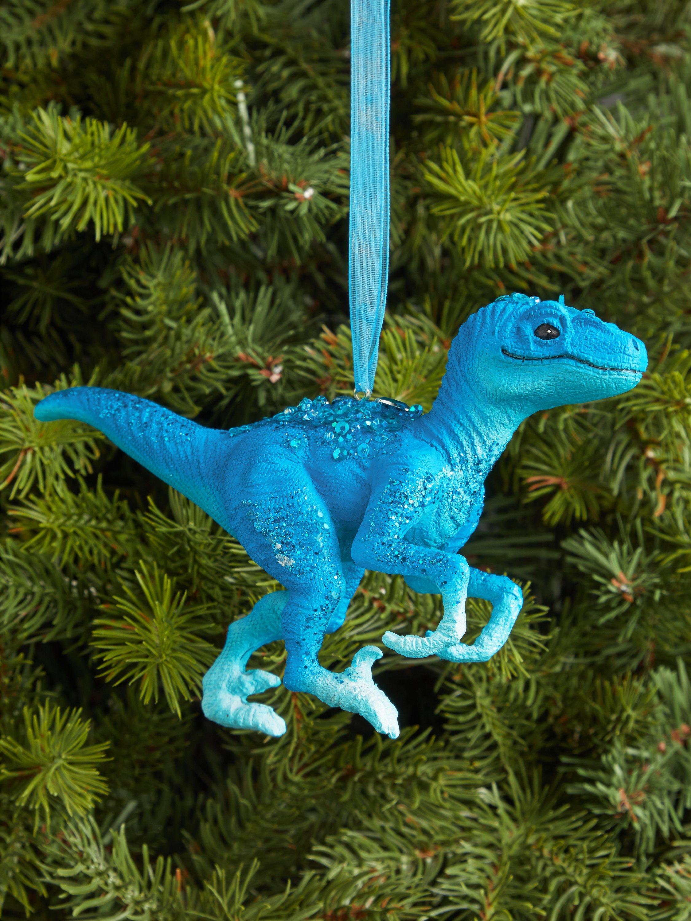 John Lewis & Partners ABC Velociraptor Dinosaur Tree Decoration, Blue