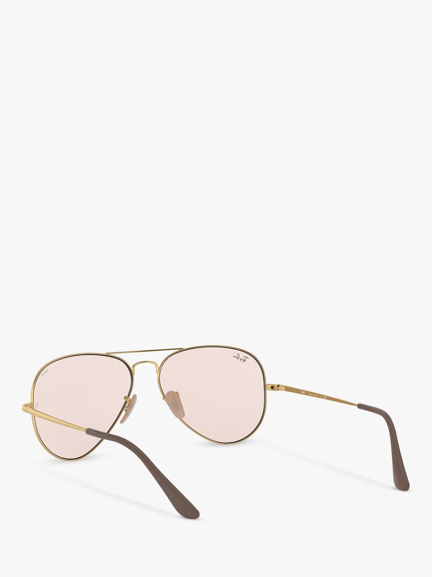 Ray-Ban RB3689 Unisex Aviator Sunglasses, Gold/Blush