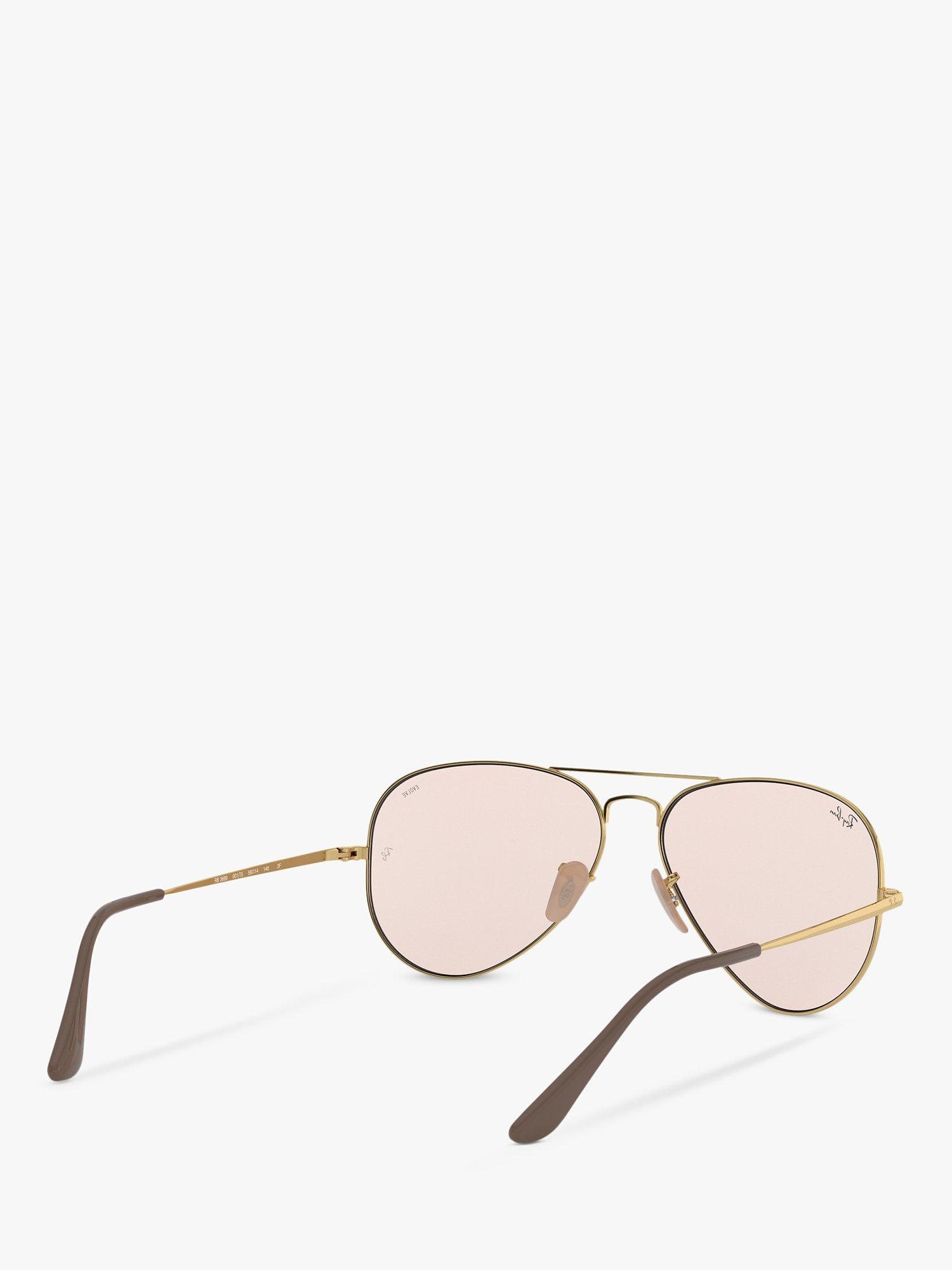 Ray-Ban RB3689 Unisex Aviator Sunglasses, Gold/Blush