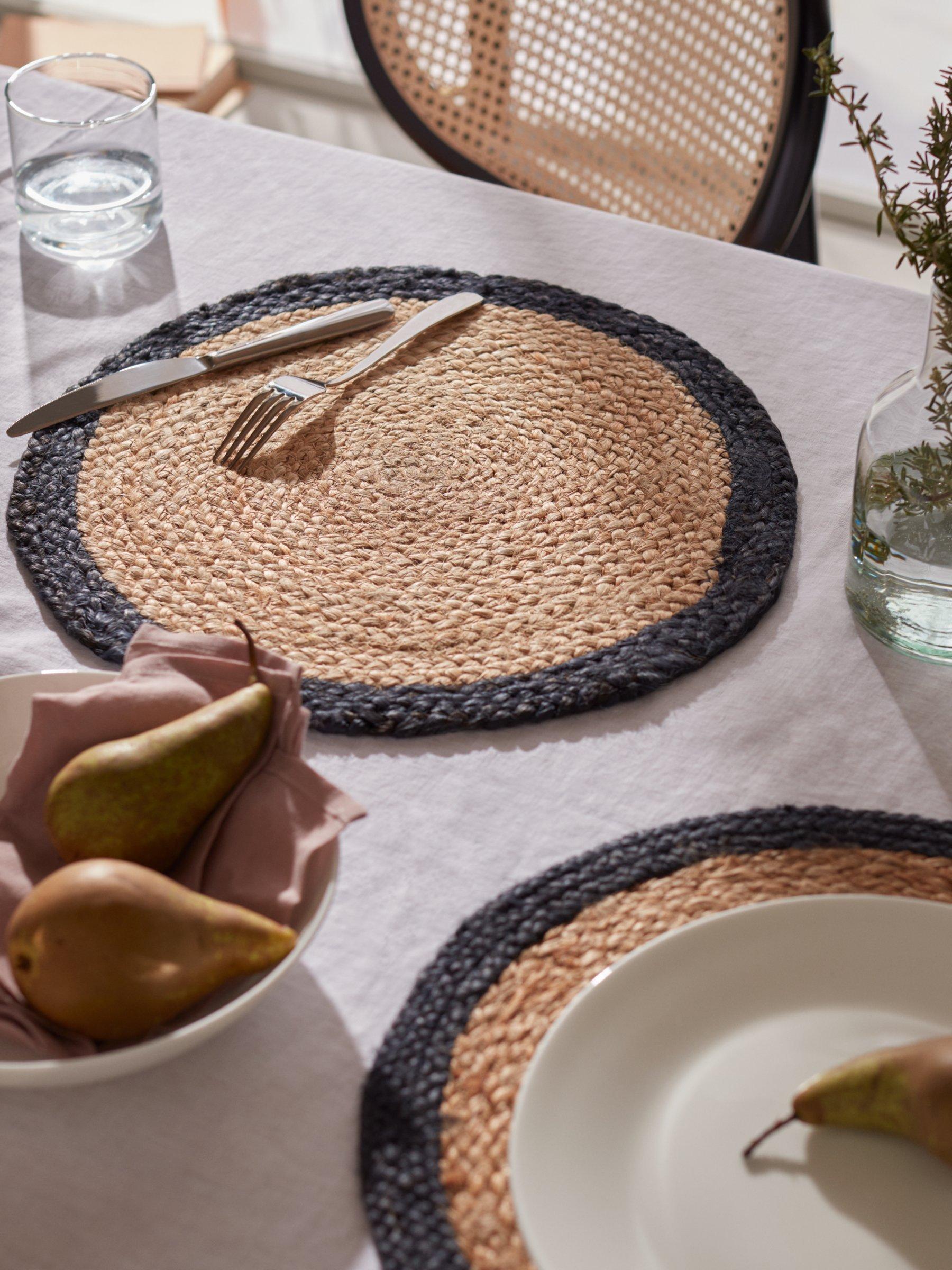 John Lewis Round Border Jute Placemats, Set of 2