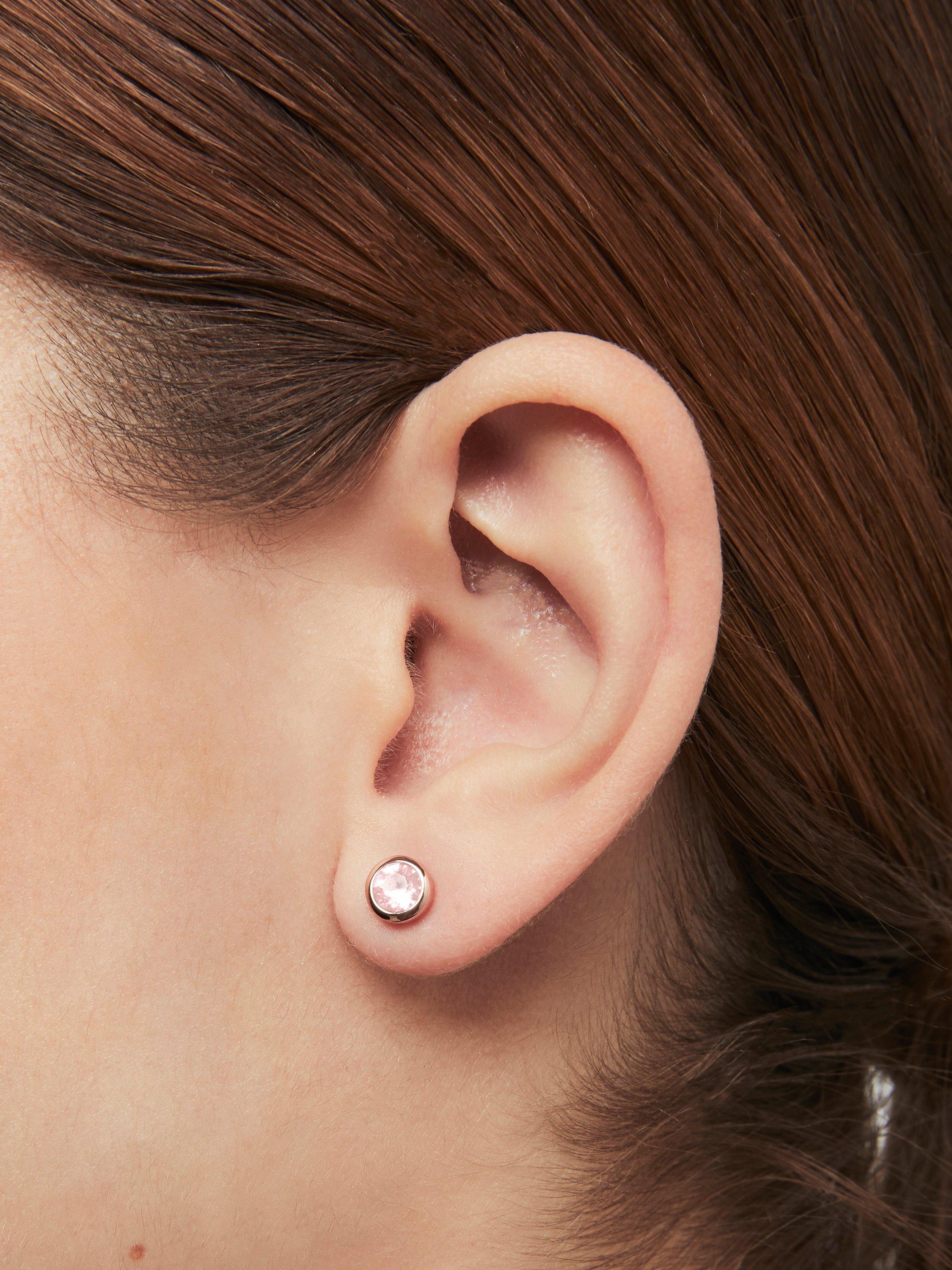 Ted Baker Swarovski Crystal Round Stud Earrings Rose Gold Pink
