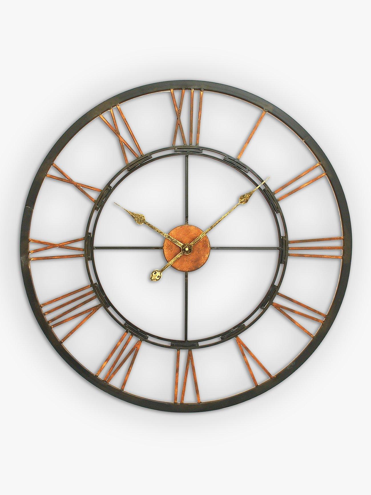 Libra Interiors Skeleton Roman Numeral Round Metal Wall Clock, 70cm ...