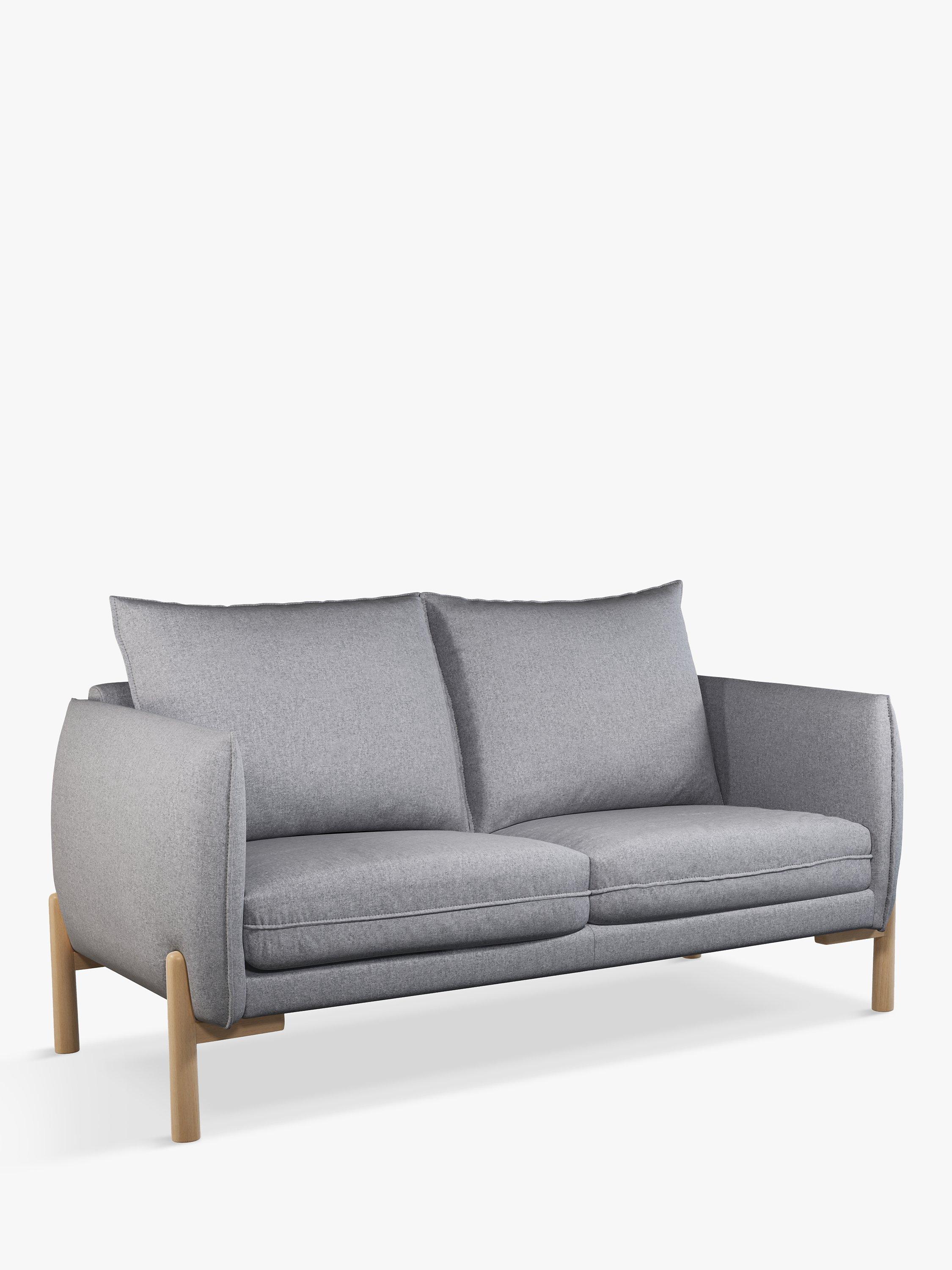 John Lewis Pillow Medium 2 Seater Sofa Light Leg Brushed Tweed Grey