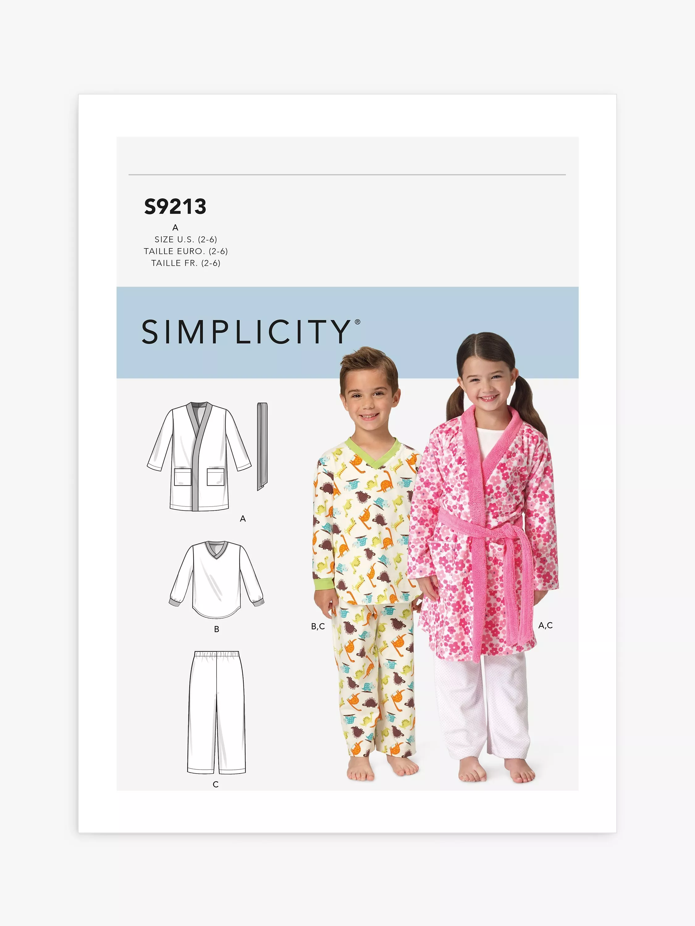Simplicity Child's Sleepwear Sewing Pattern, S9213, A