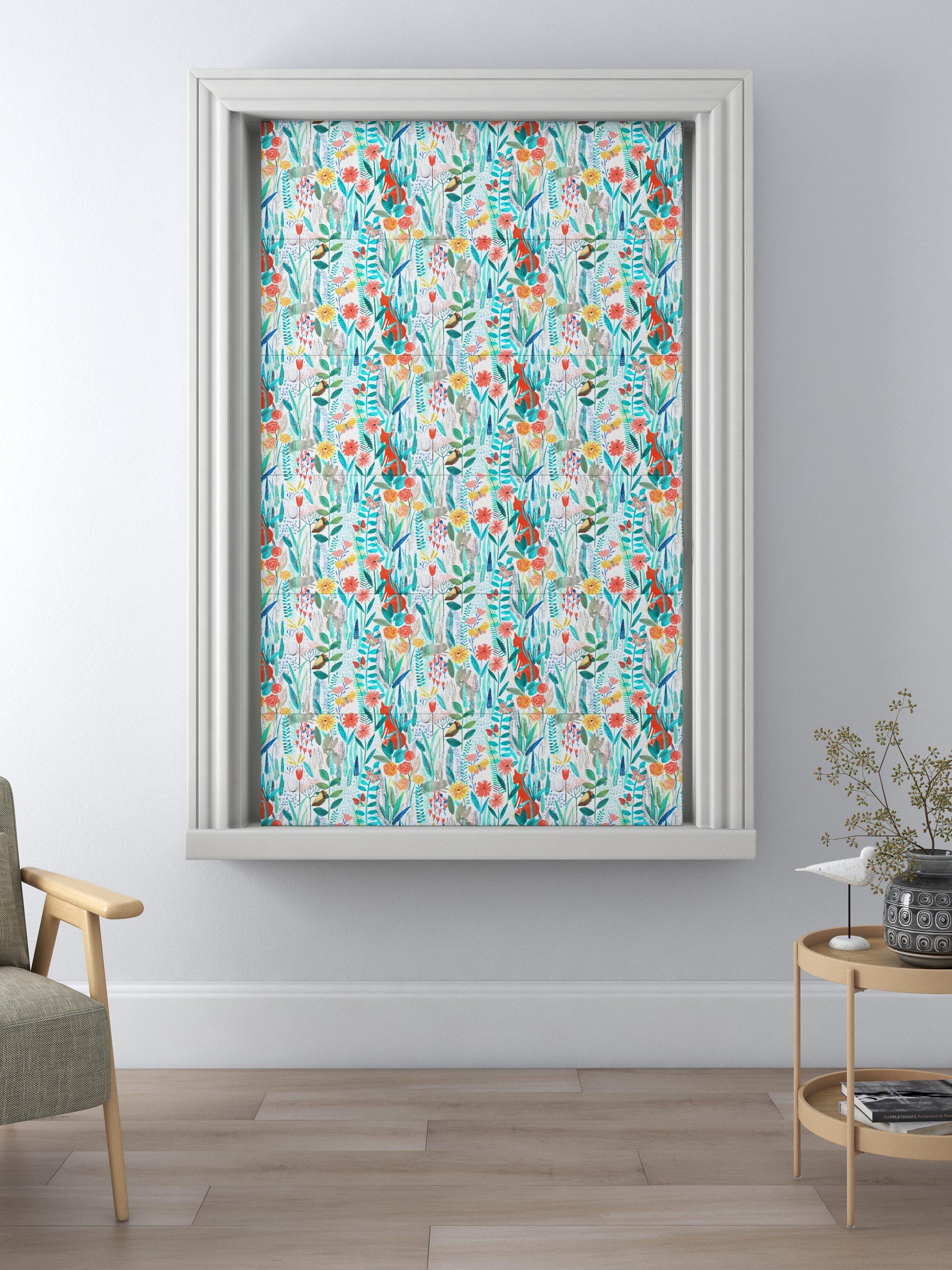 Harlequin Hide And Seek Made to Measure Roman Blind, Poppy/Marine/Ochre