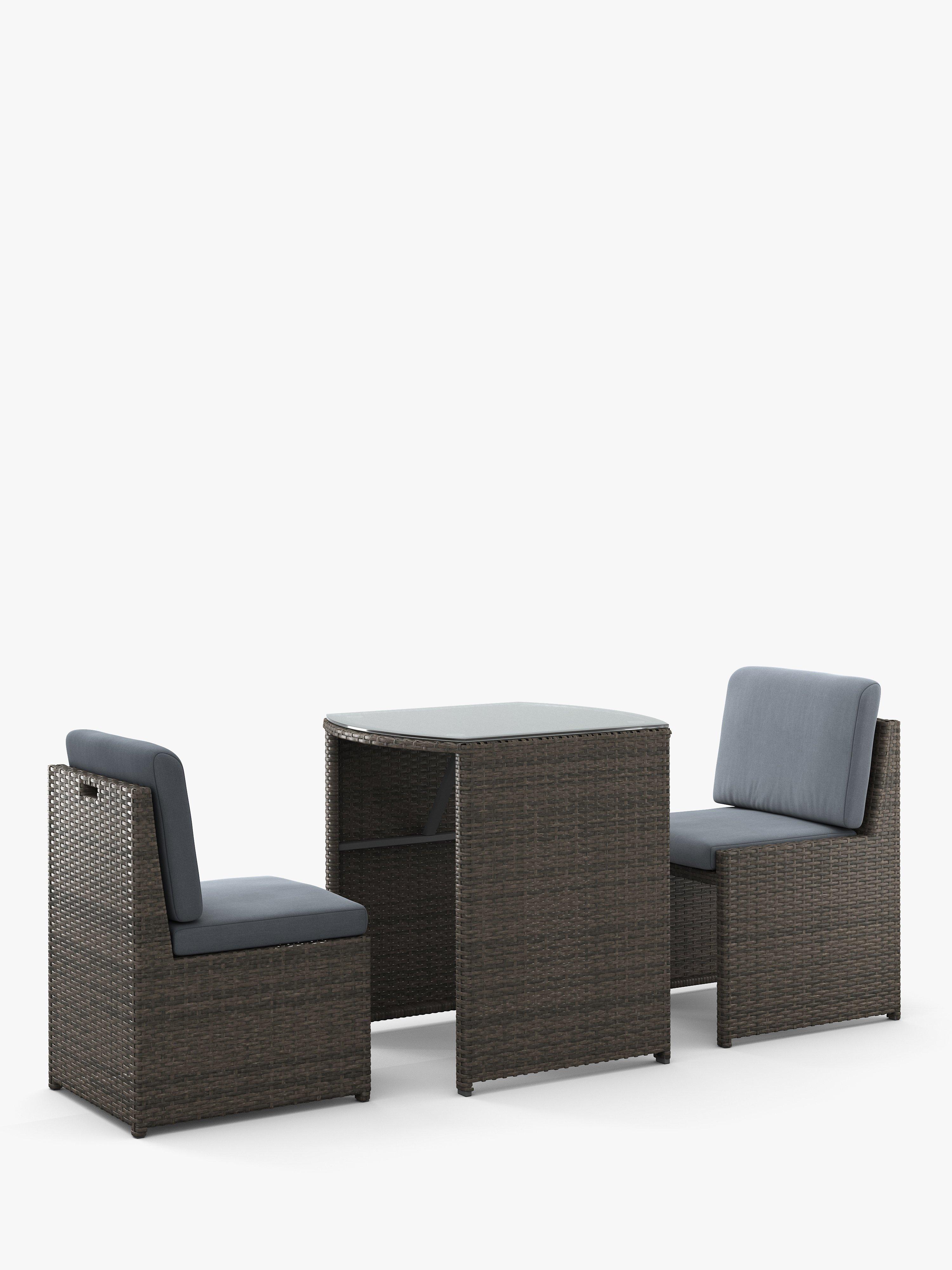 John Lewis Alora Space Saver 2 Seater Garden Dining Table Chairs Set Brown Grey