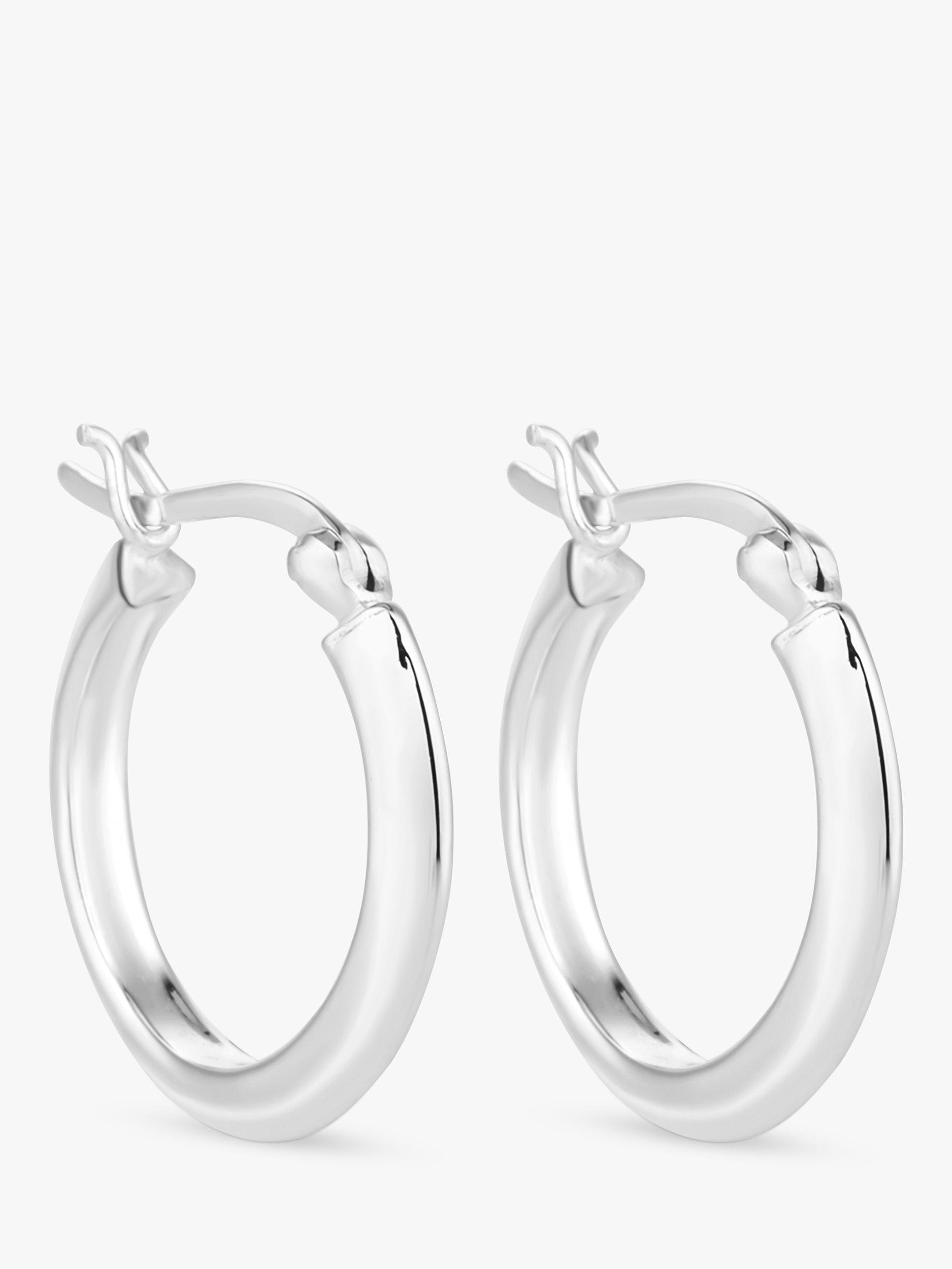 Simply Silver Small Catch Hoop Earrings Silver