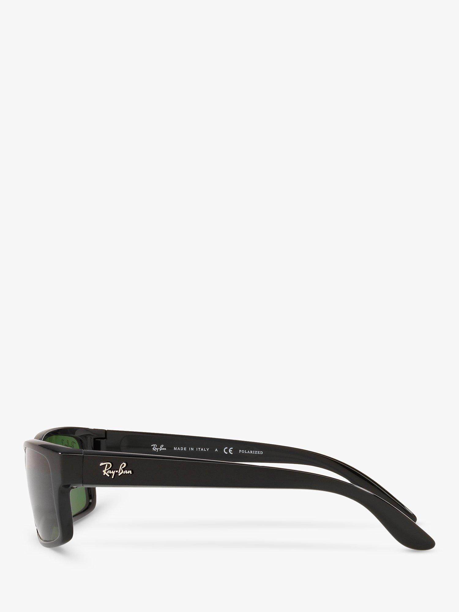 Ray-Ban RB4151 Men's Rectangular Sunglasses, Black/Green