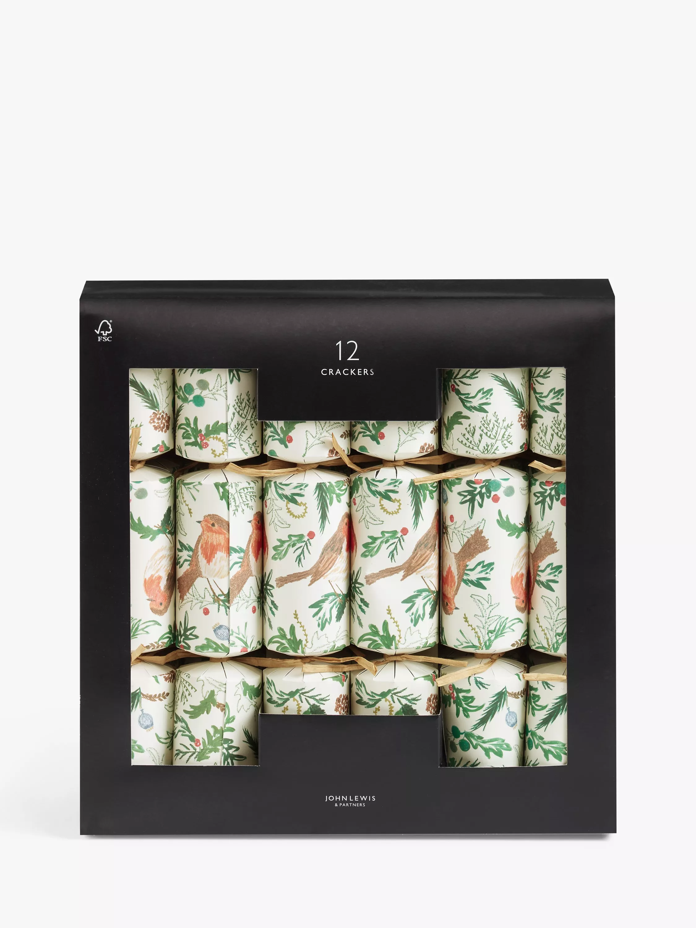 John Lewis Community Garden Robins Crackers, Pack of 12, Multi