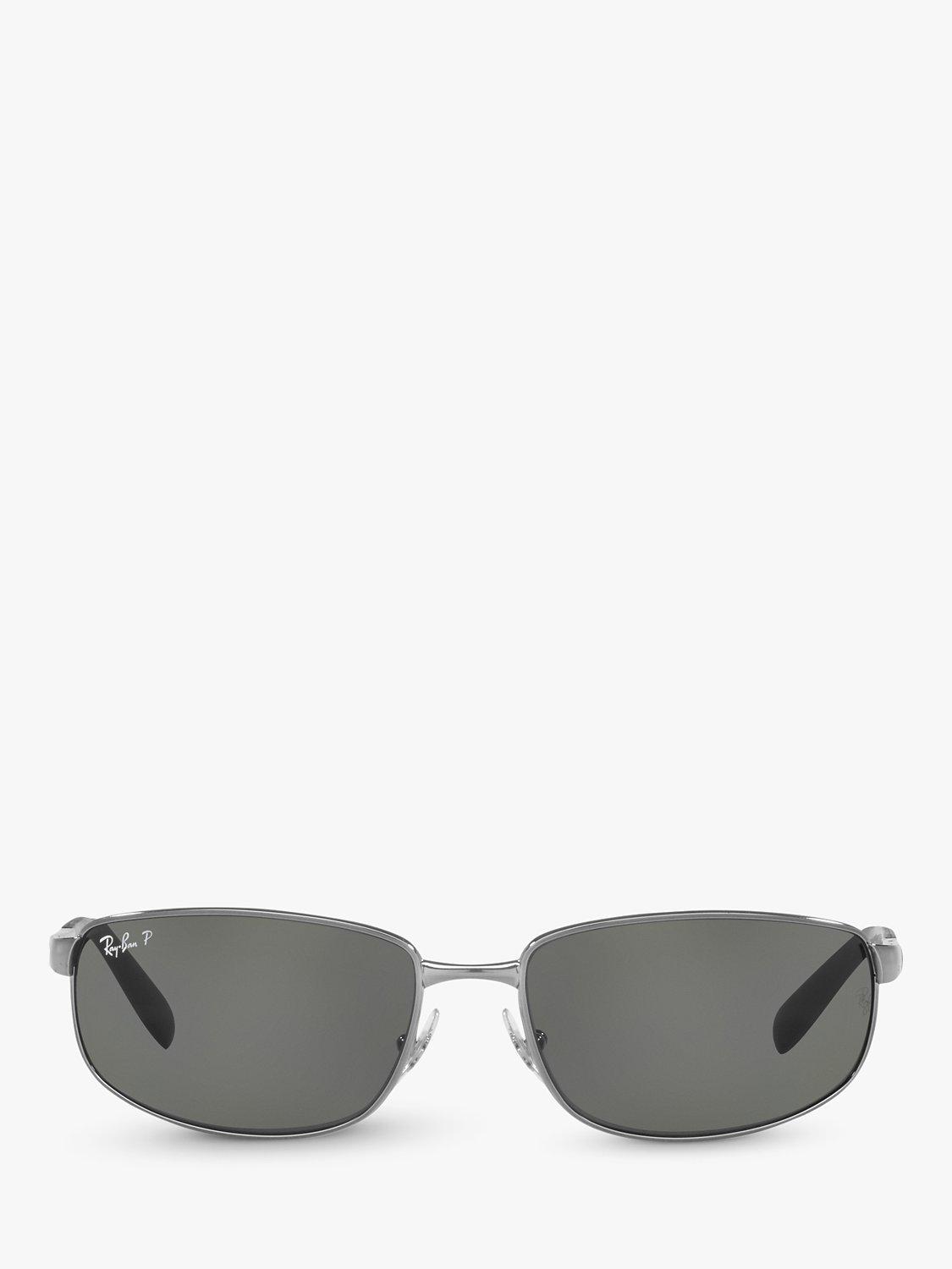 Ray-Ban RB3254 Men's Polarised Rectangular Sunglasses, Gunmetal/Grey
