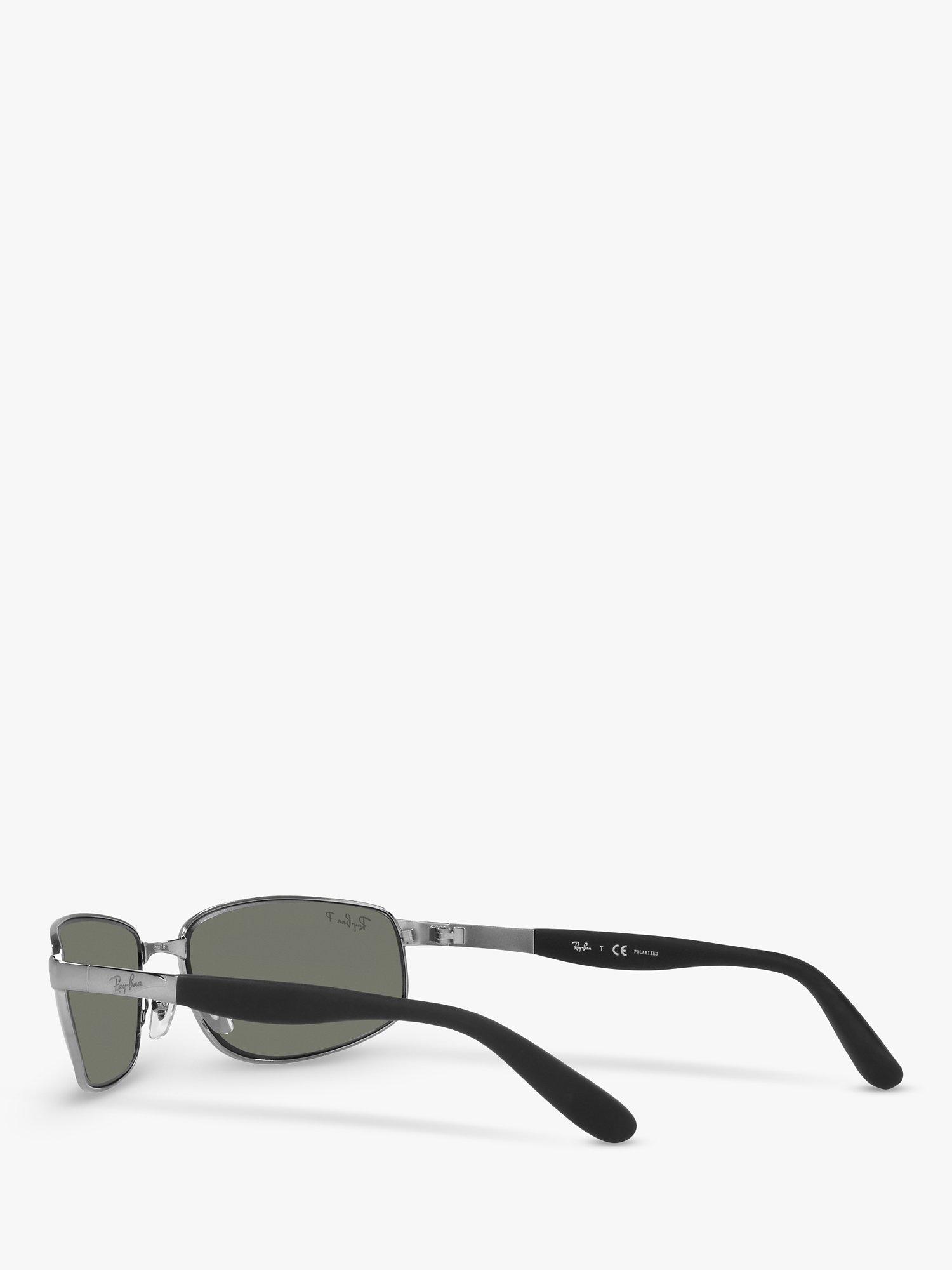 Ray-Ban RB3254 Men's Polarised Rectangular Sunglasses, Gunmetal/Grey