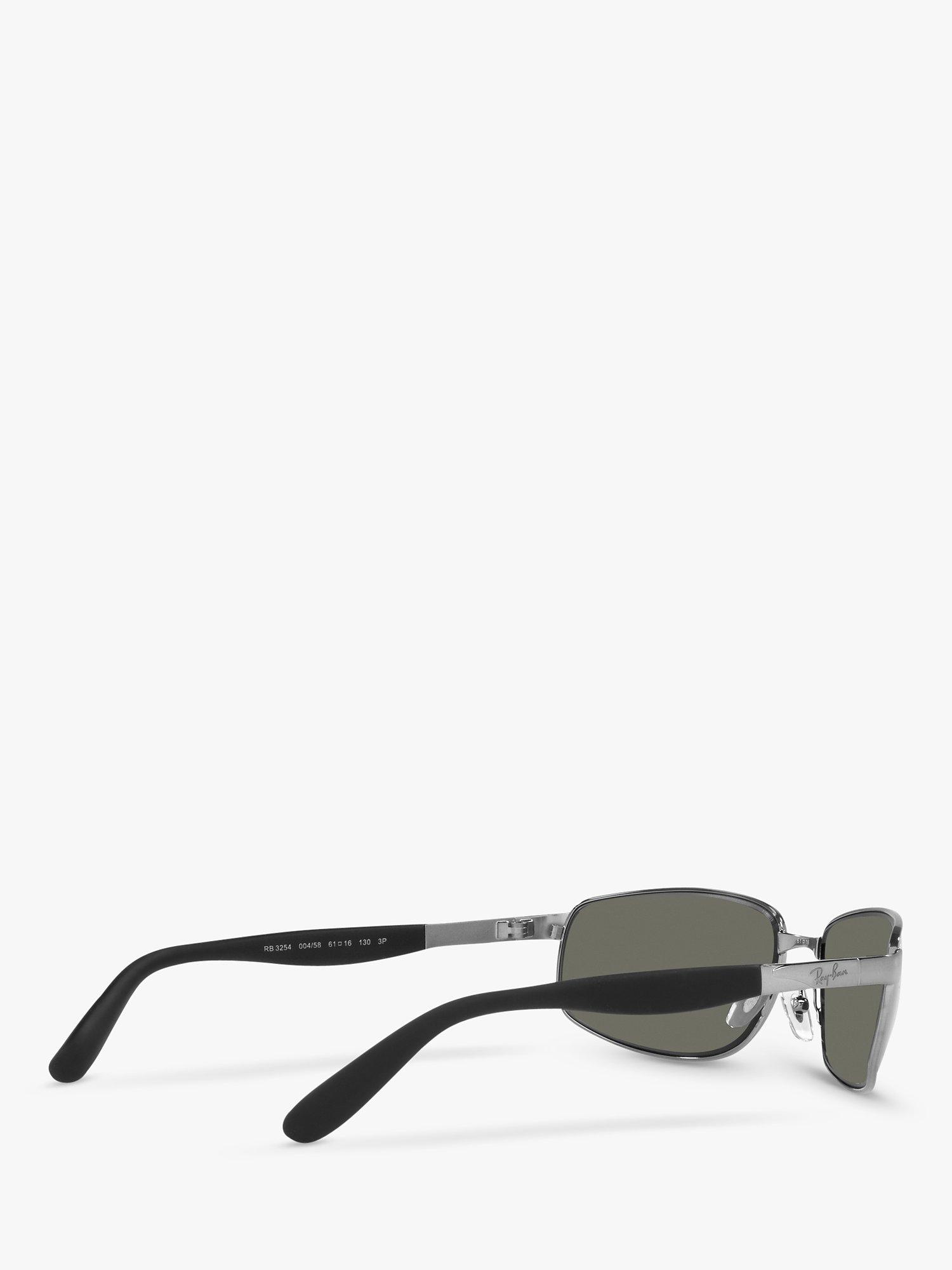 Ray-Ban RB3254 Men's Polarised Rectangular Sunglasses, Gunmetal/Grey