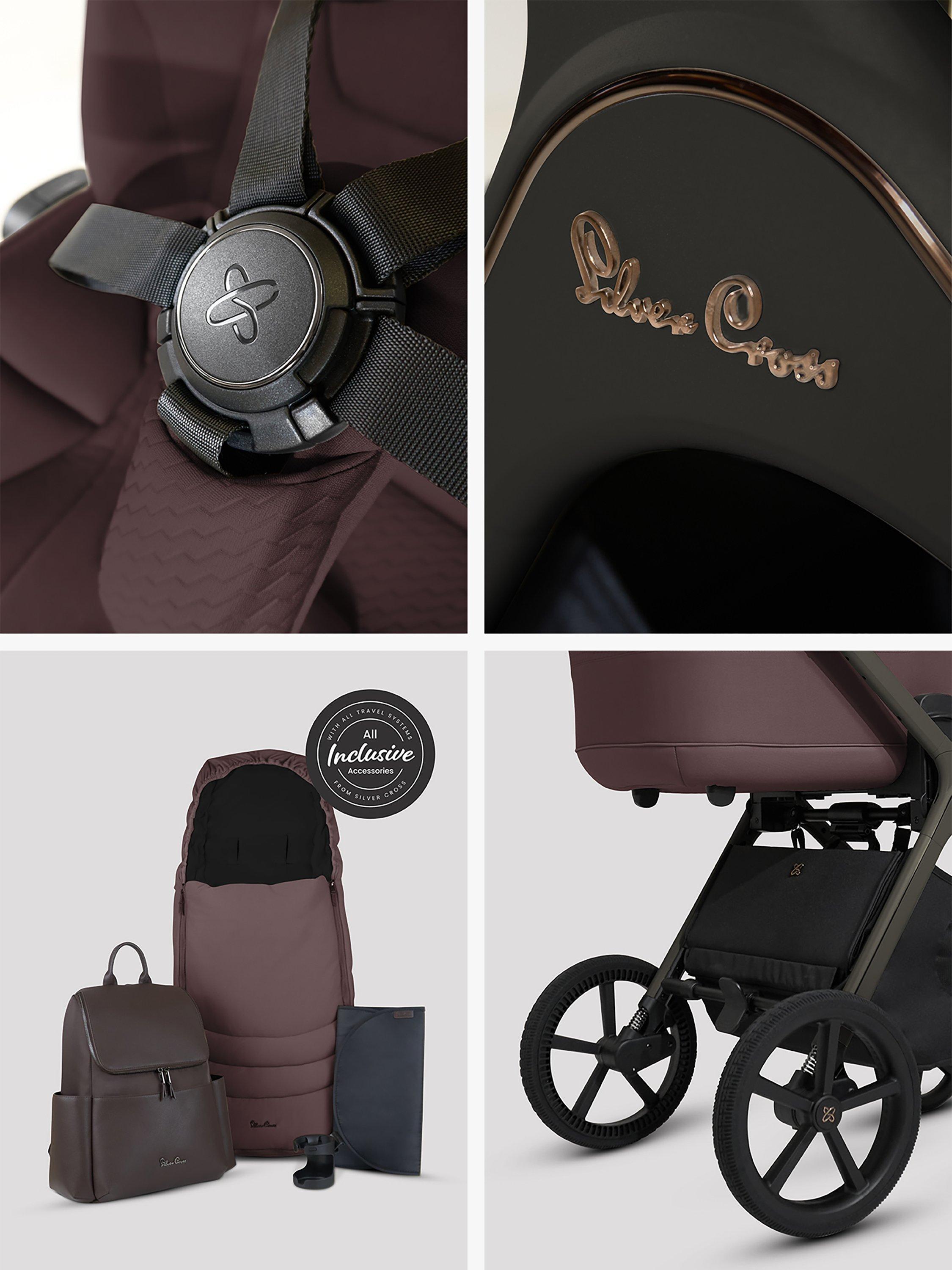 Silver Cross Cove Pushchair and Accessories with Glide Plus 360 i-Size ...