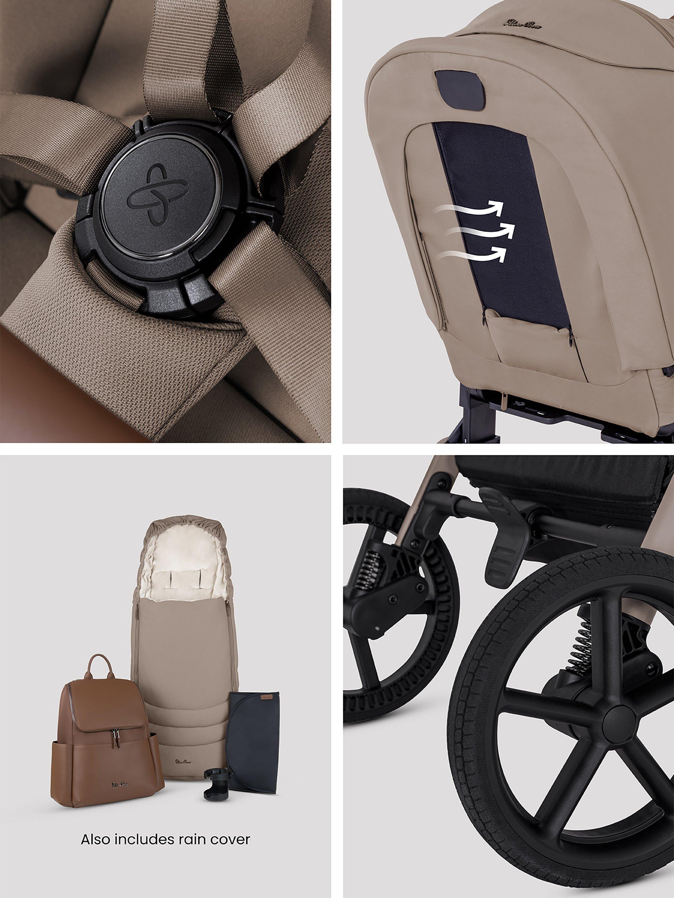 Silver Cross Breez Stroller, Carrycot & Accessories with Glide Plus 360 ...