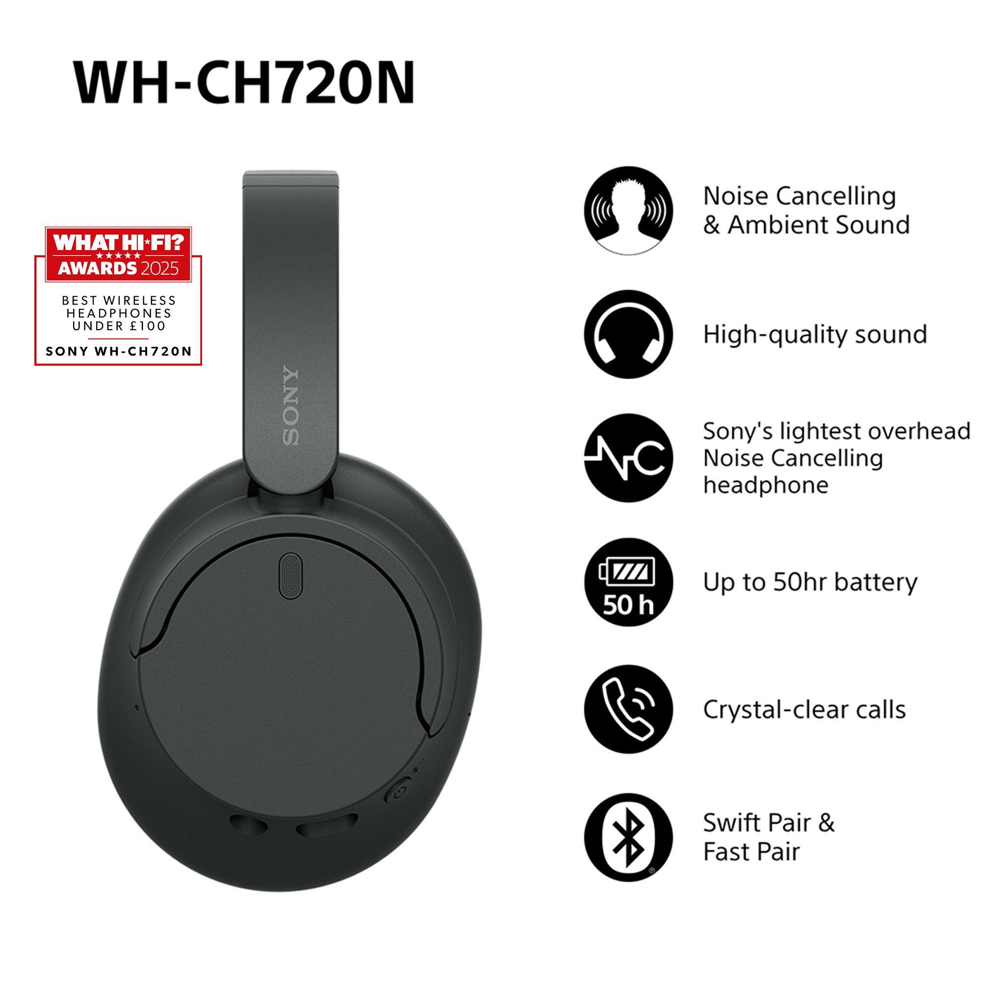 Sony WH-CH720 Noise Cancelling Bluetooth Wireless Over-Ear Headphones ...