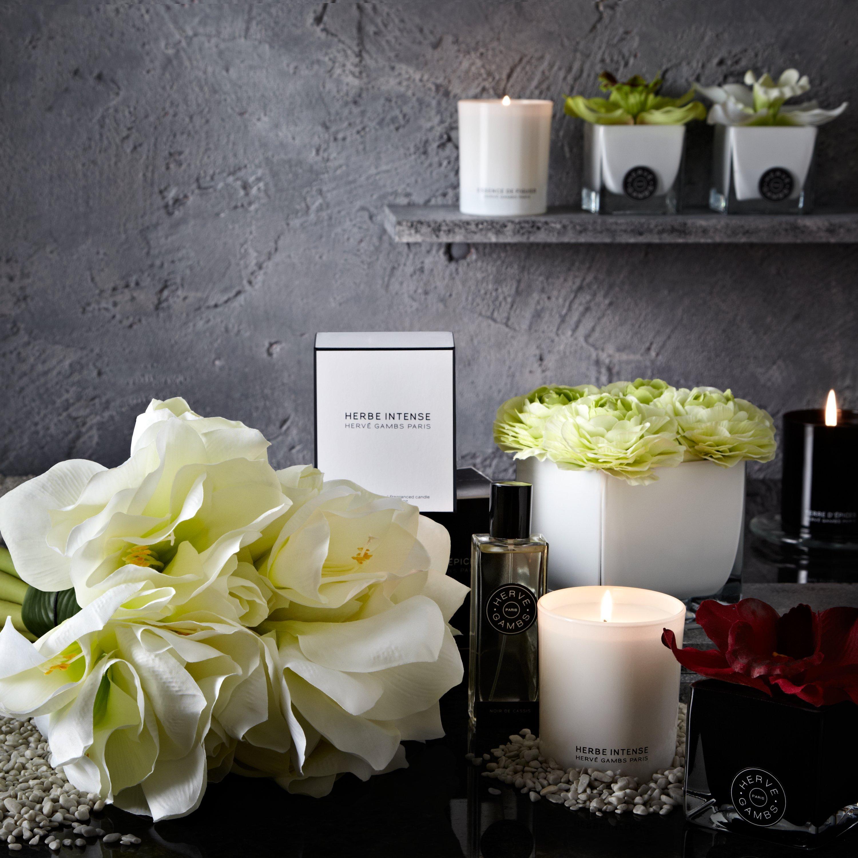 Hervé Gambs Orchid Flower Topiary in a Glass Cube, White, Large