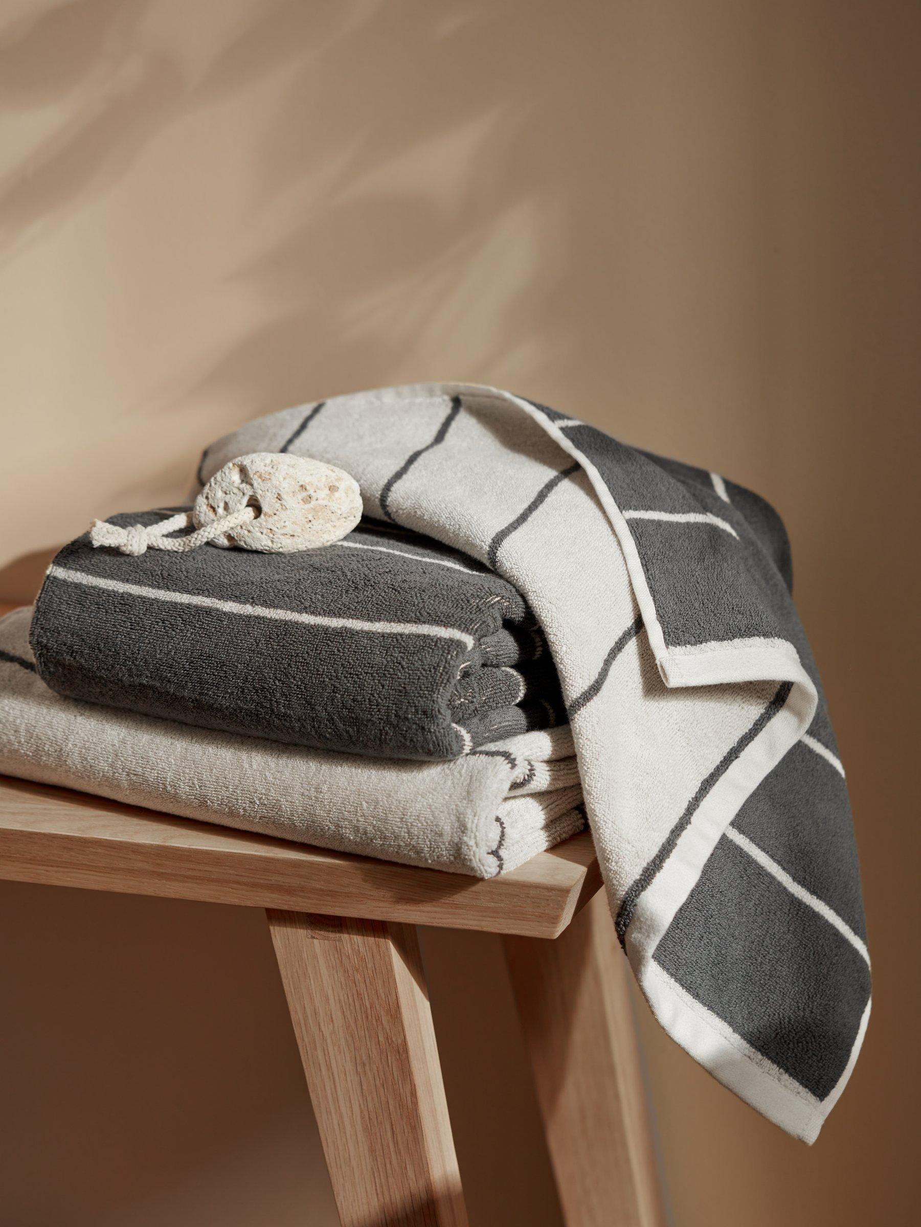 John Lewis Wide Stripe Towels, Graphite