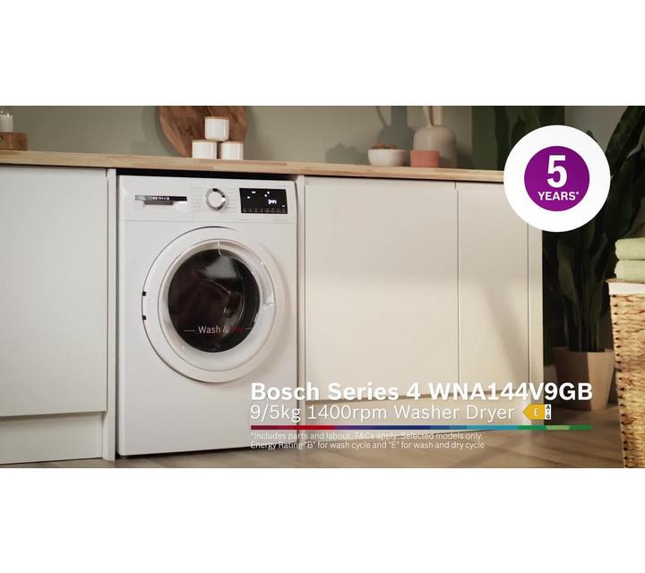 Bosch Series 4 WNA144V9GB Freestanding Washer Dryer 9kg 5kg Load 1400rpm Spin White
