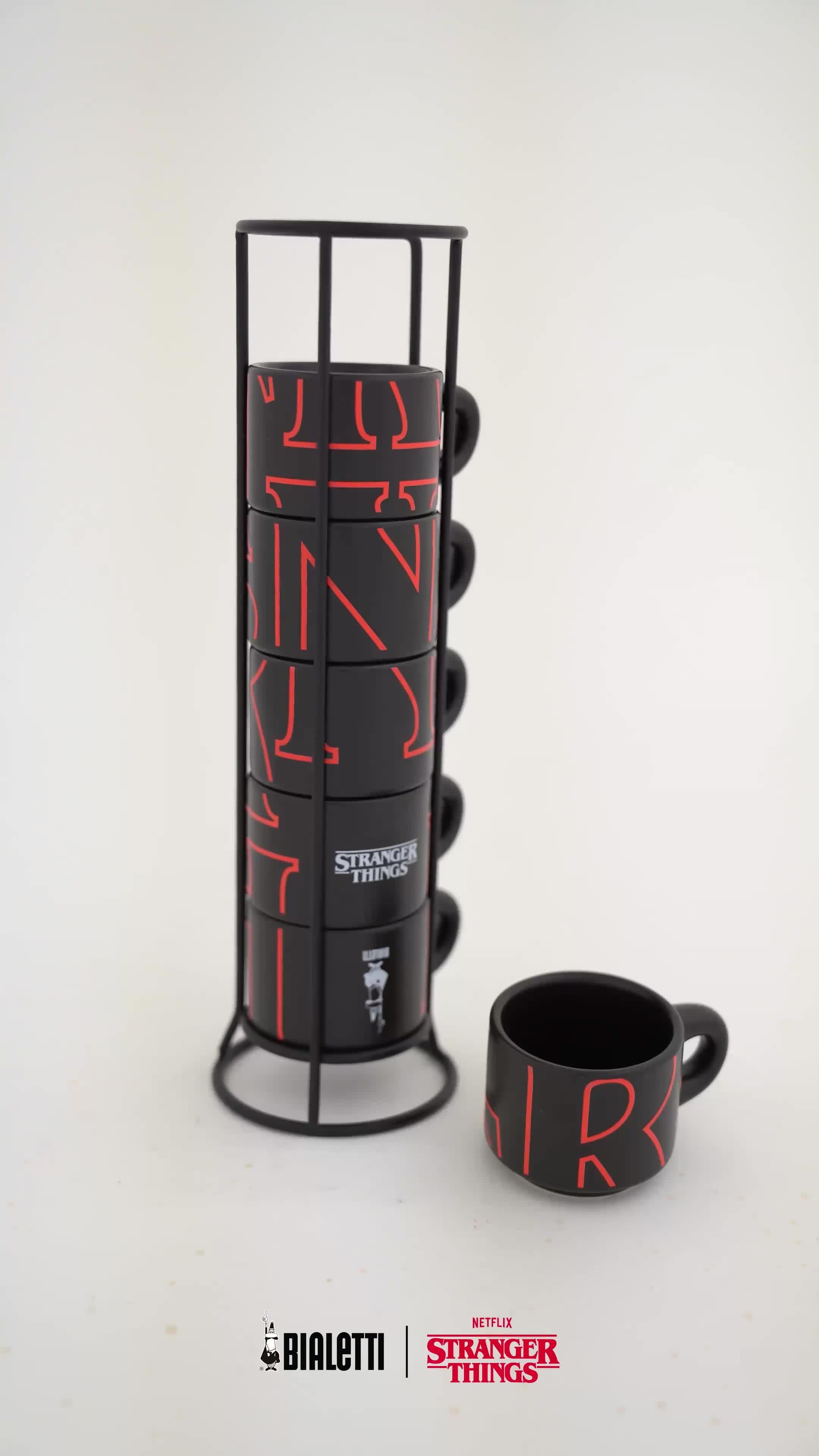 Bialetti Stranger Things Stacking Porcelain Espresso Cups, Set of 6 ...